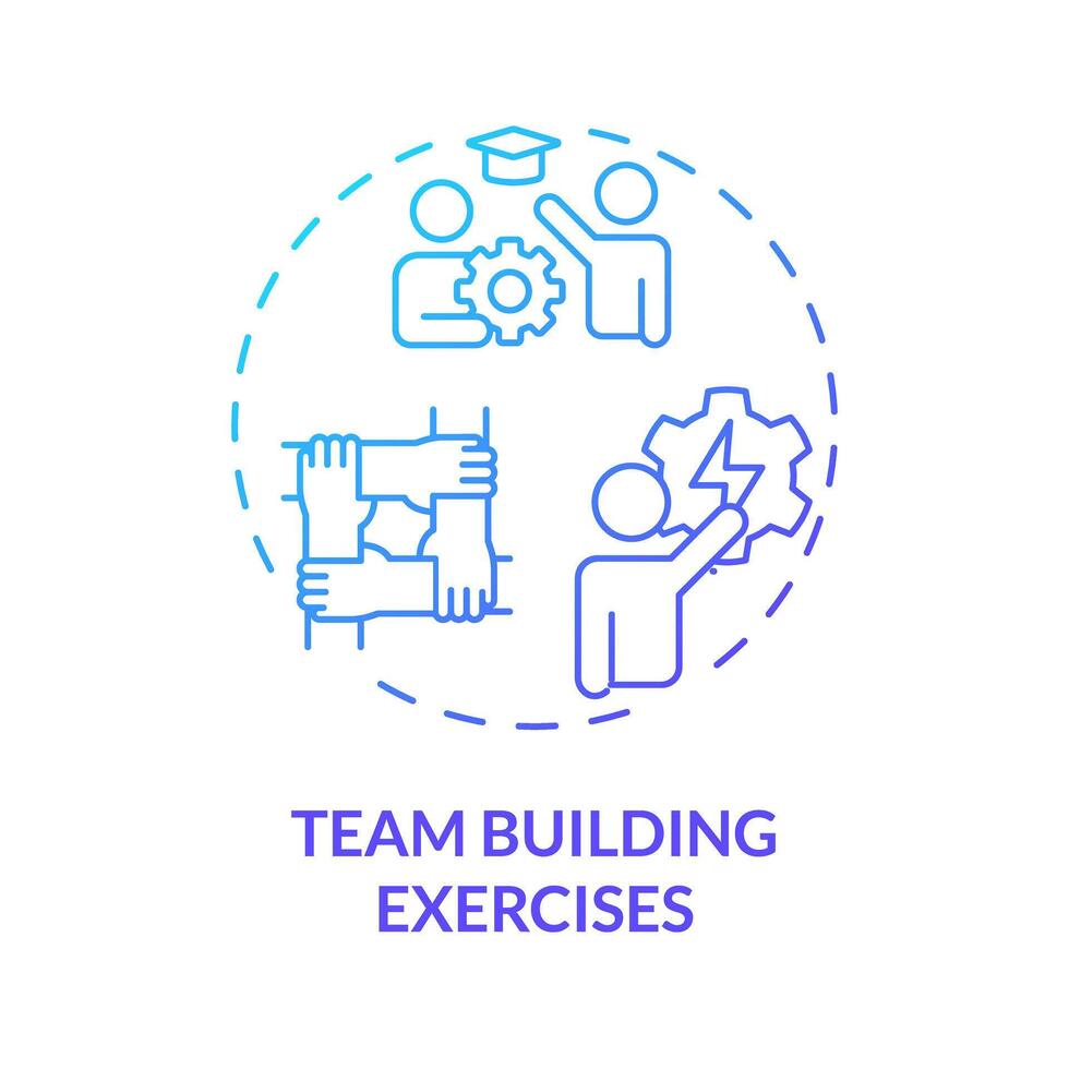 Team building exercise blue gradient concept icon. Teamwork solve ...