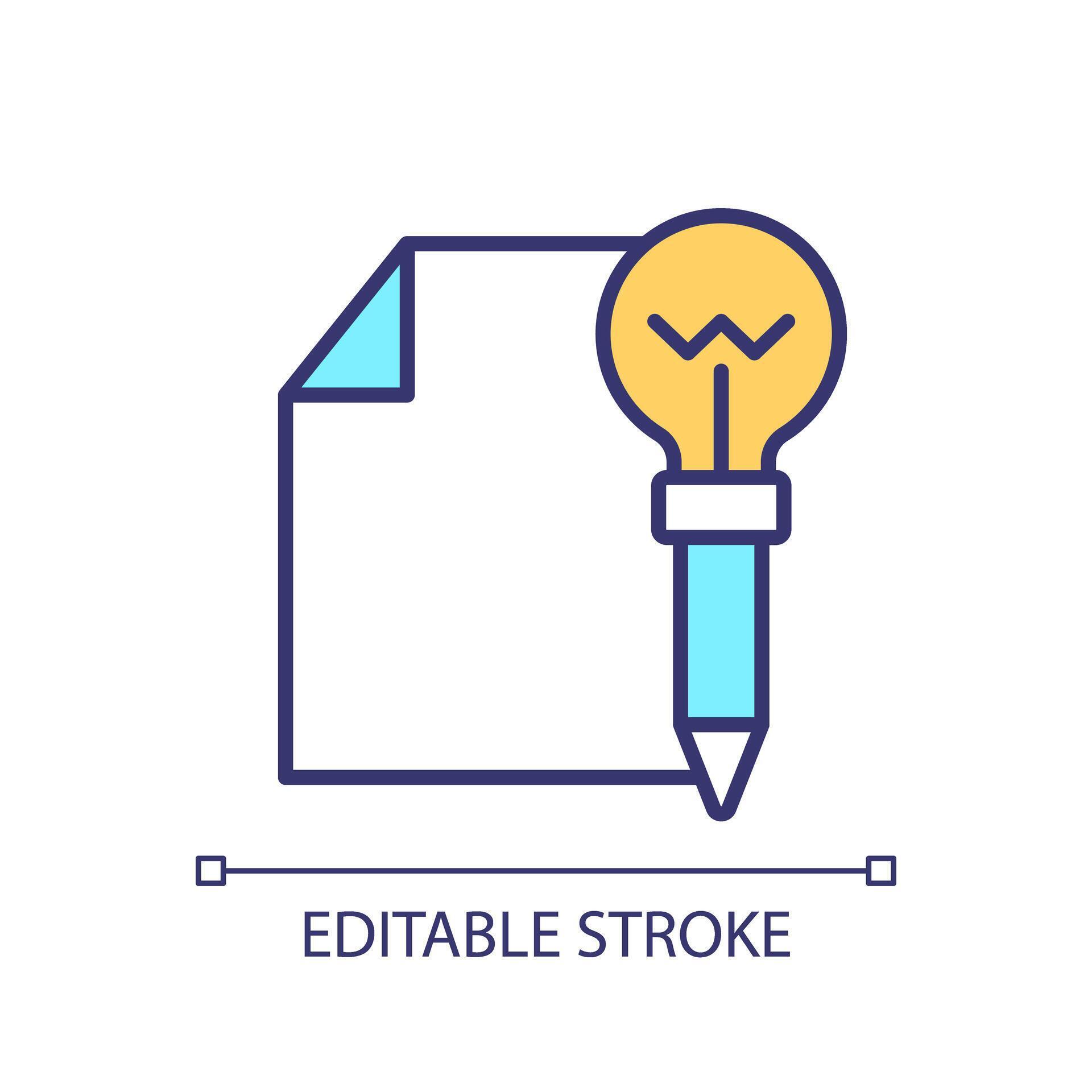 Creative writing RGB color icon. Paper and pen with lightbulb. Creative ... Creative writing RGB color icon. Paper and pen with lightbulb. Creative ...