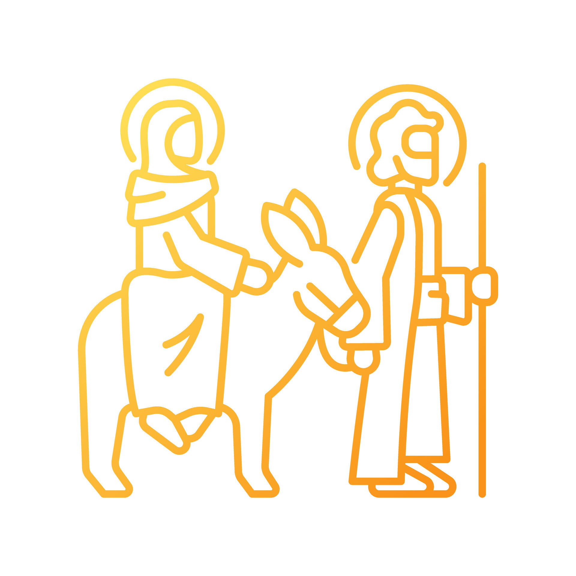 Journey to Bethlehem gradient linear vector icon. Mary and Joseph ... Journey to Bethlehem gradient linear vector icon. Mary and Joseph ...