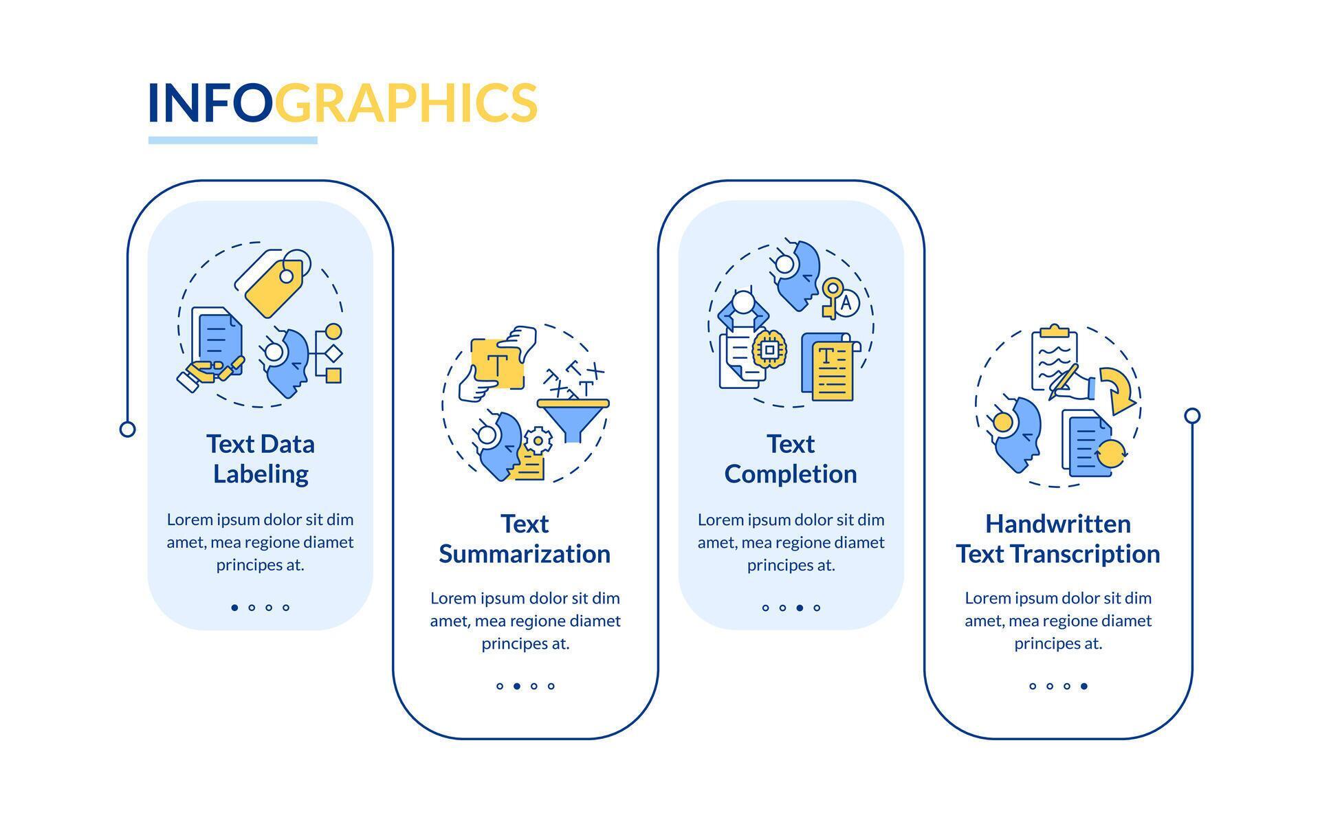 Artificial Text Summarization Rectangle Infographic Template Data Visualization With 4 Steps