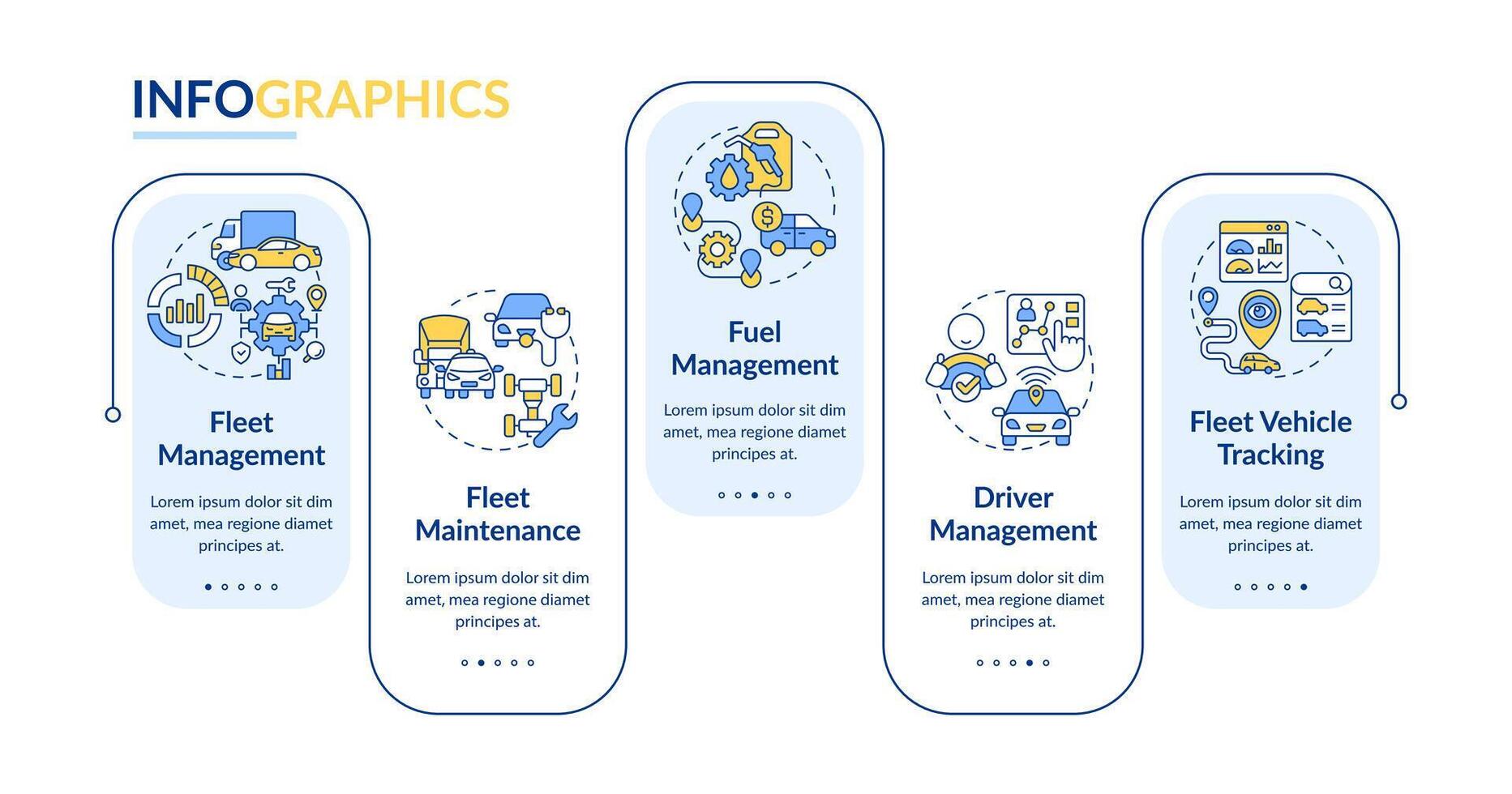 Car fleet management rectangle infographic template. Vehicle monitoring ...