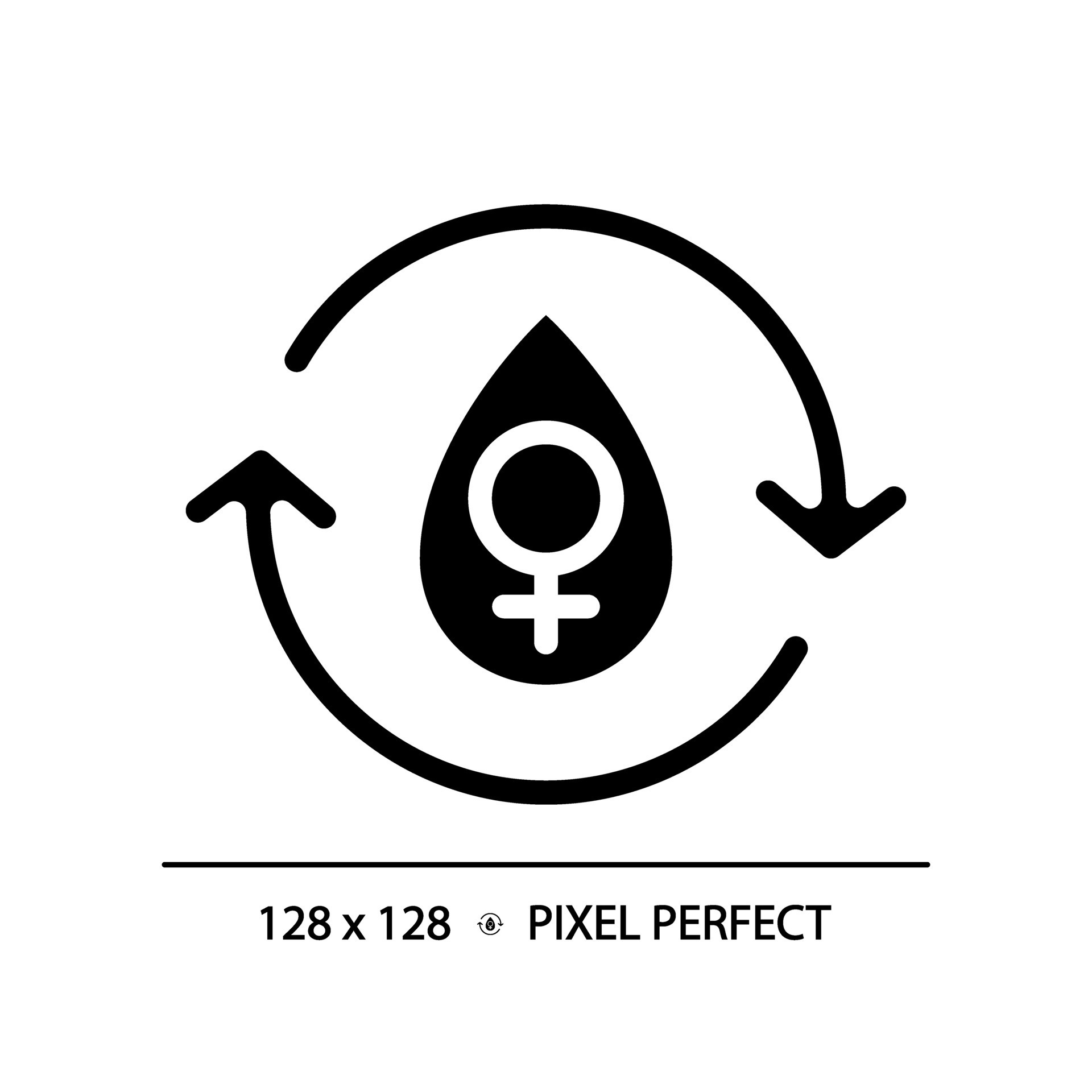 Female Menstrual Cycle Black Glyph Icon Feminine Reproduction System Illness Period Cycle