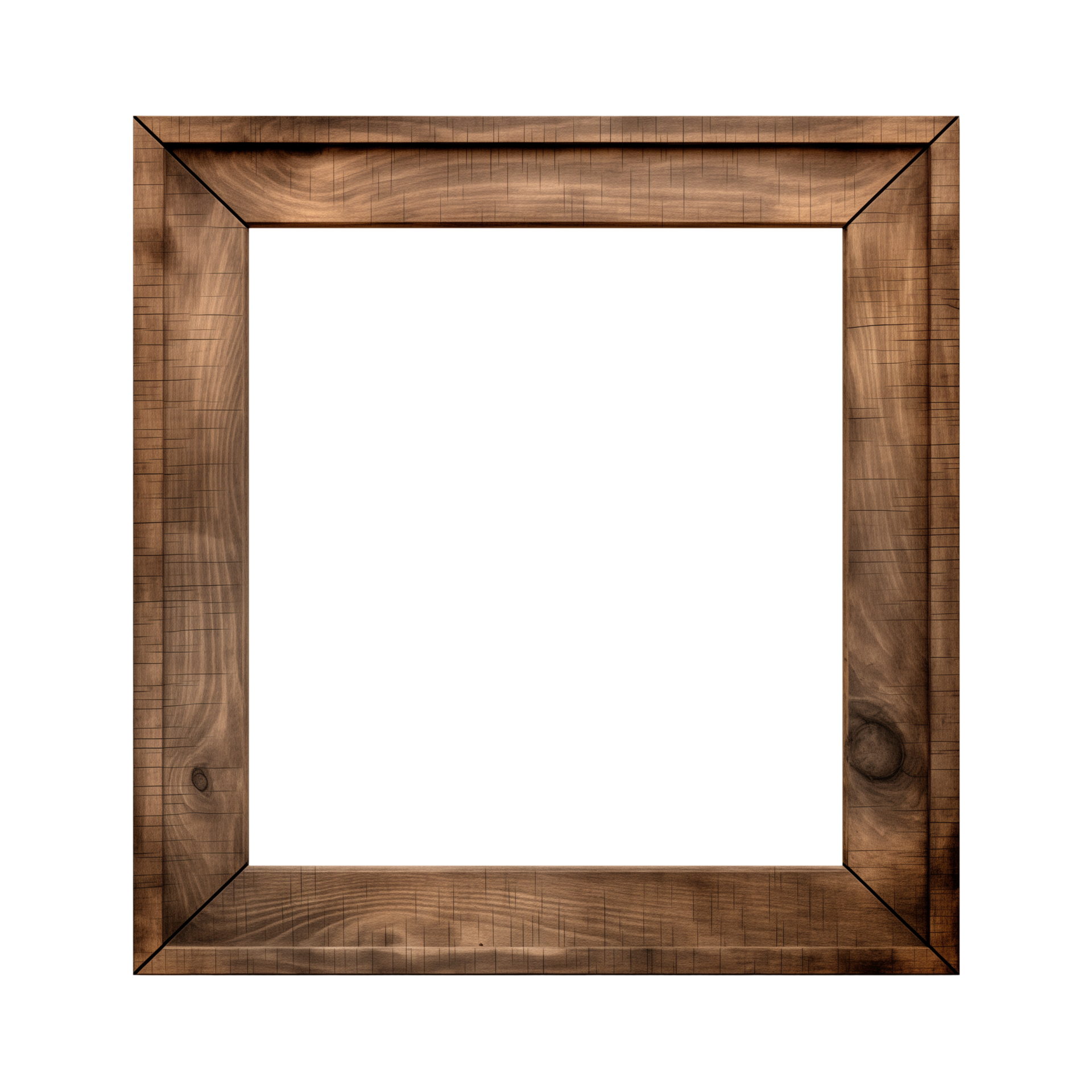 AI generated an old wooden square frame isolated on a transparent ... AI generated an old wooden square frame isolated on a transparent ...