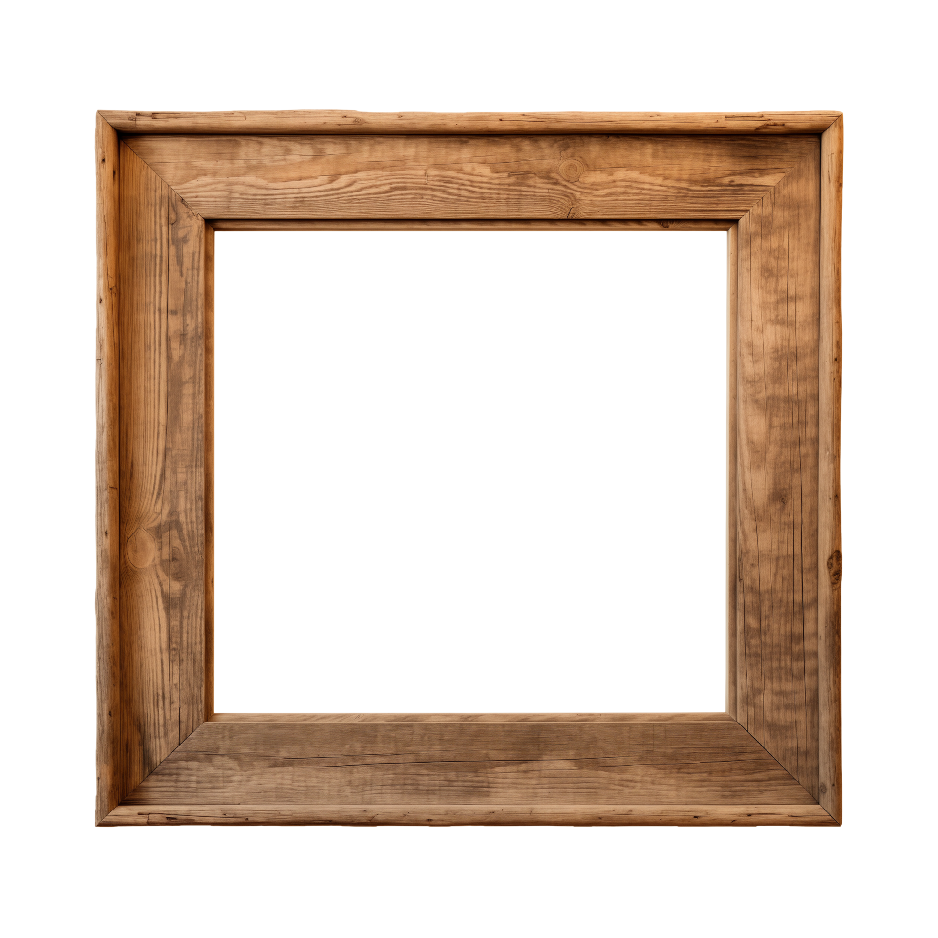 AI generated an old wooden square frame isolated on a transparent ... AI generated an old wooden square frame isolated on a transparent ...