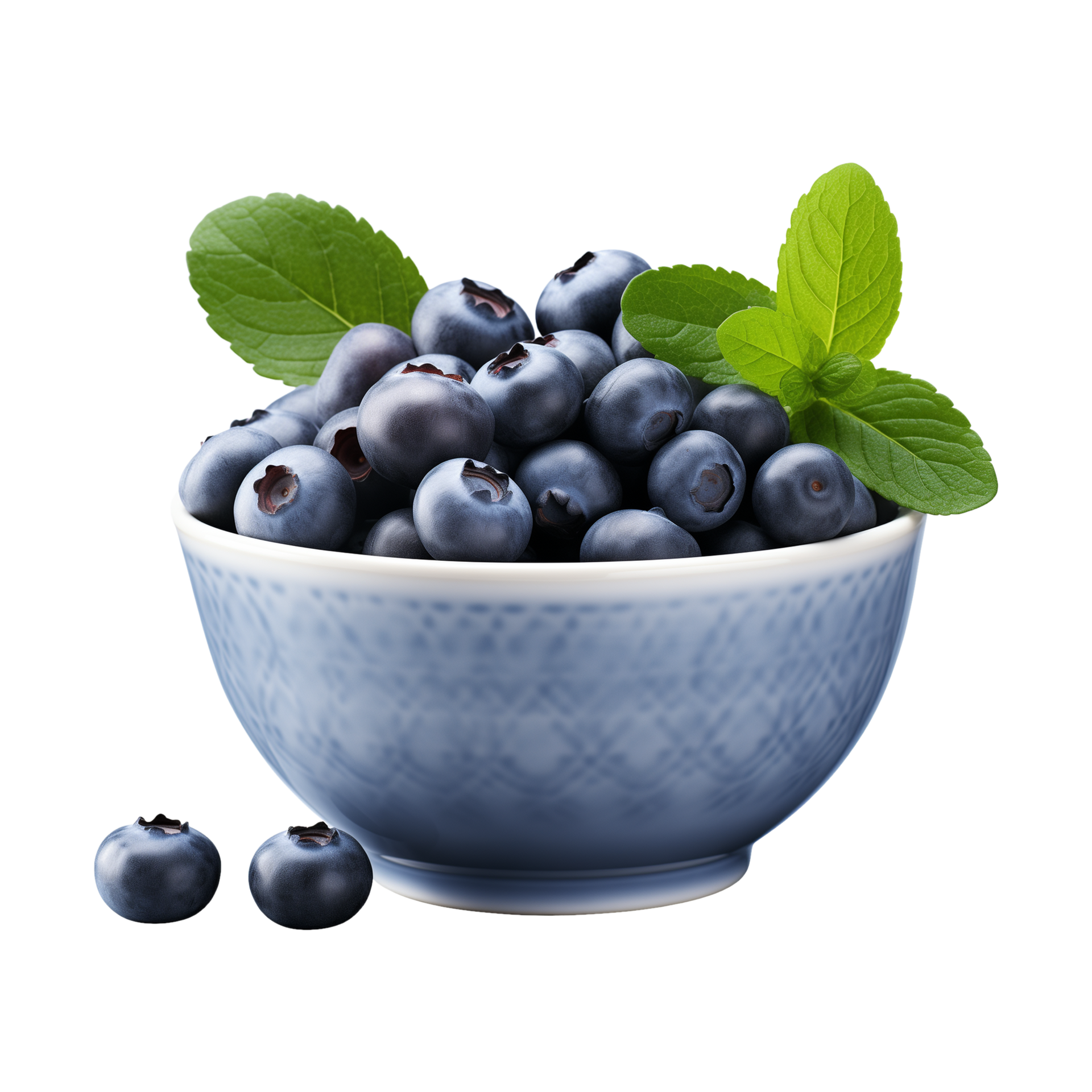 AI generated a bowl of blueberries isolated on a transparent background ...