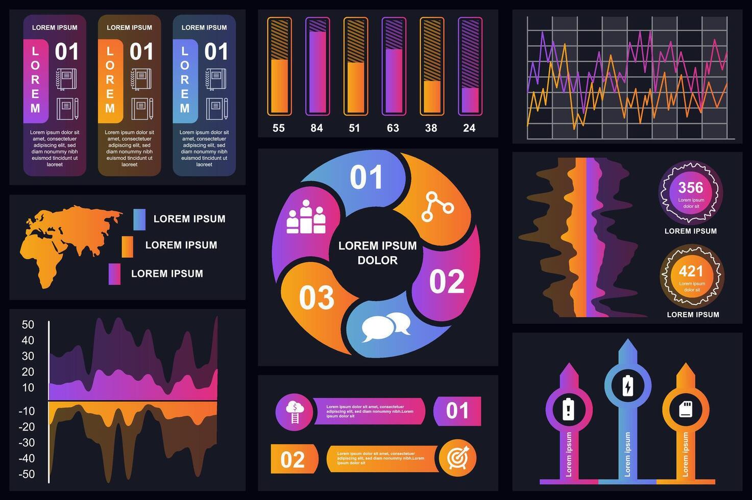 Set of infographic elements data visualization vector design template ...