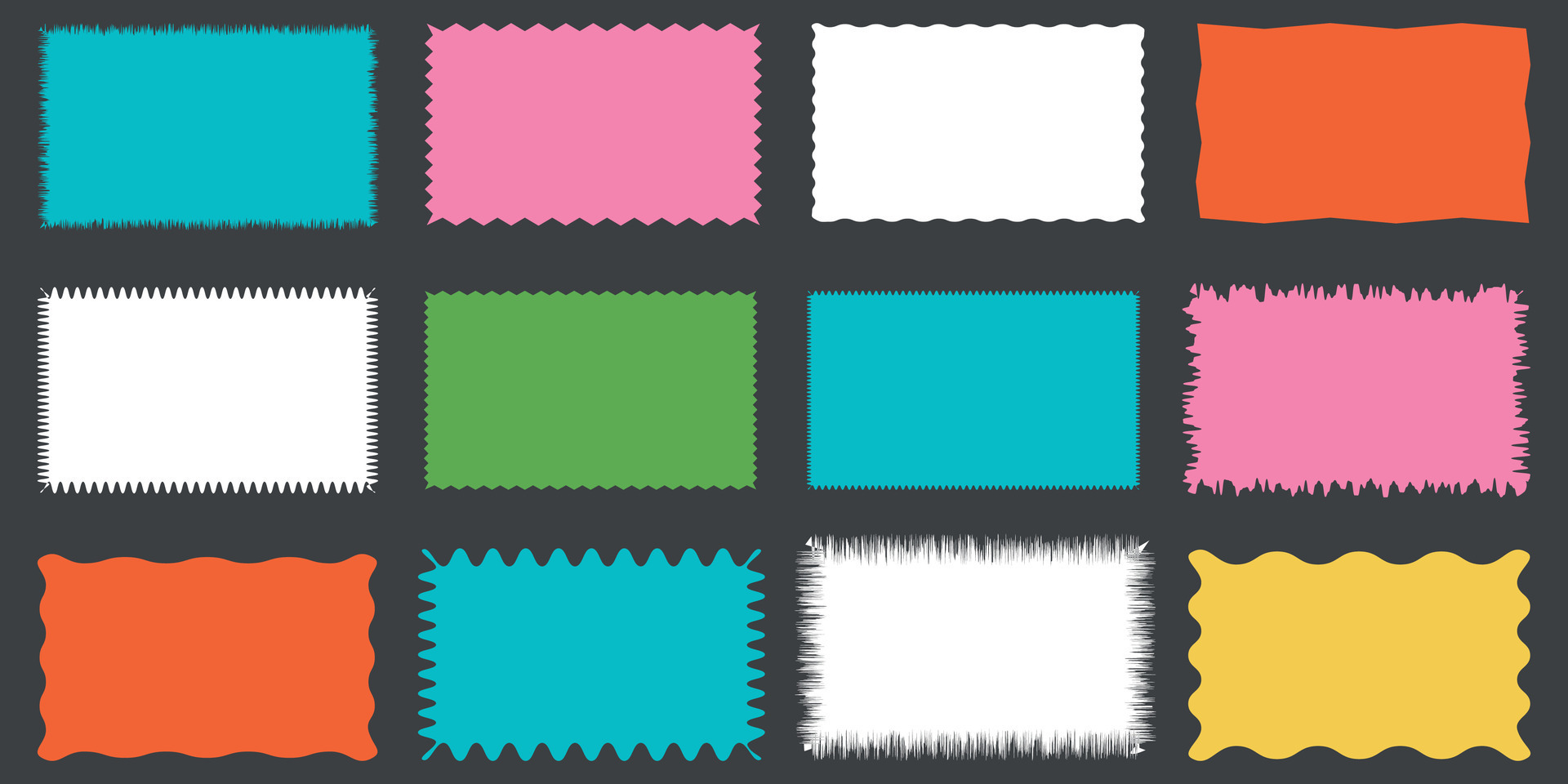 Rectangle Geometric Shape Frame With Wavy Edgeszigzag Wavy Edge Rectangle Shapes Elements Set