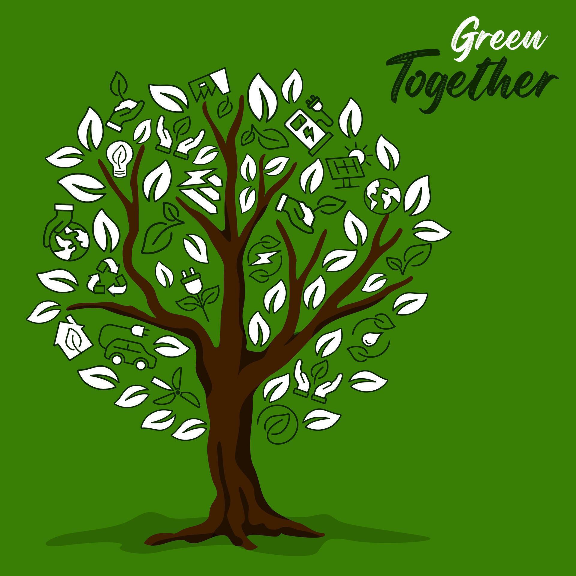 Eco Green Icons Tree Ecology And Nature Green Icons Set Vector