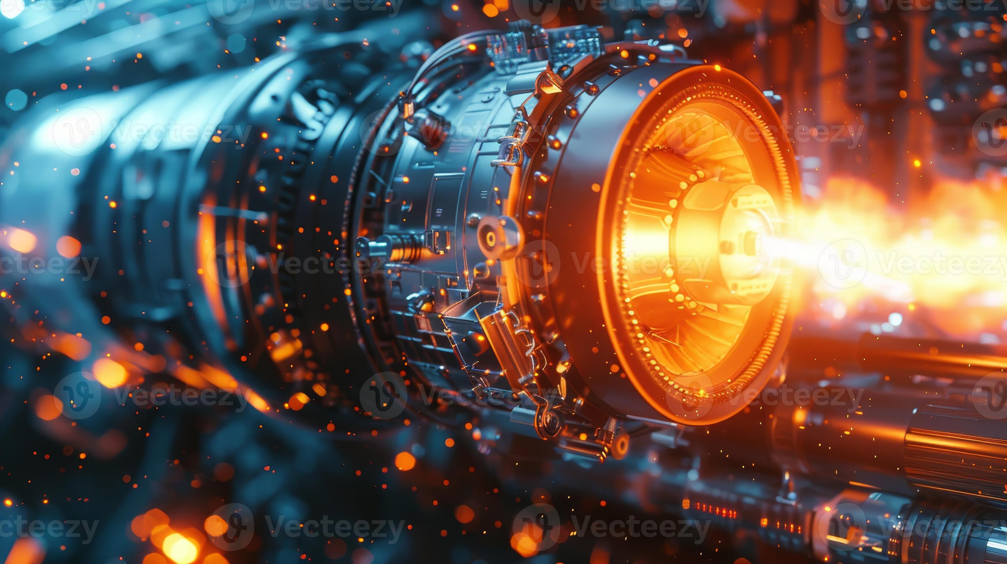 AI generated Detailed image of a high-tech engine part emitting a ...