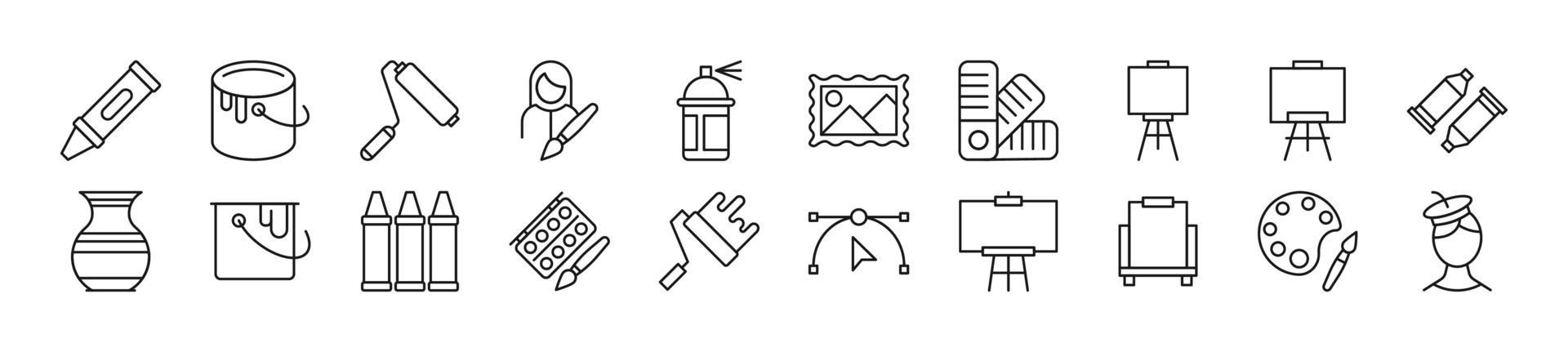 Pack Of Linear Symbols Of Artist Editable Stroke Linear Symbol For Web Sites Newspapers