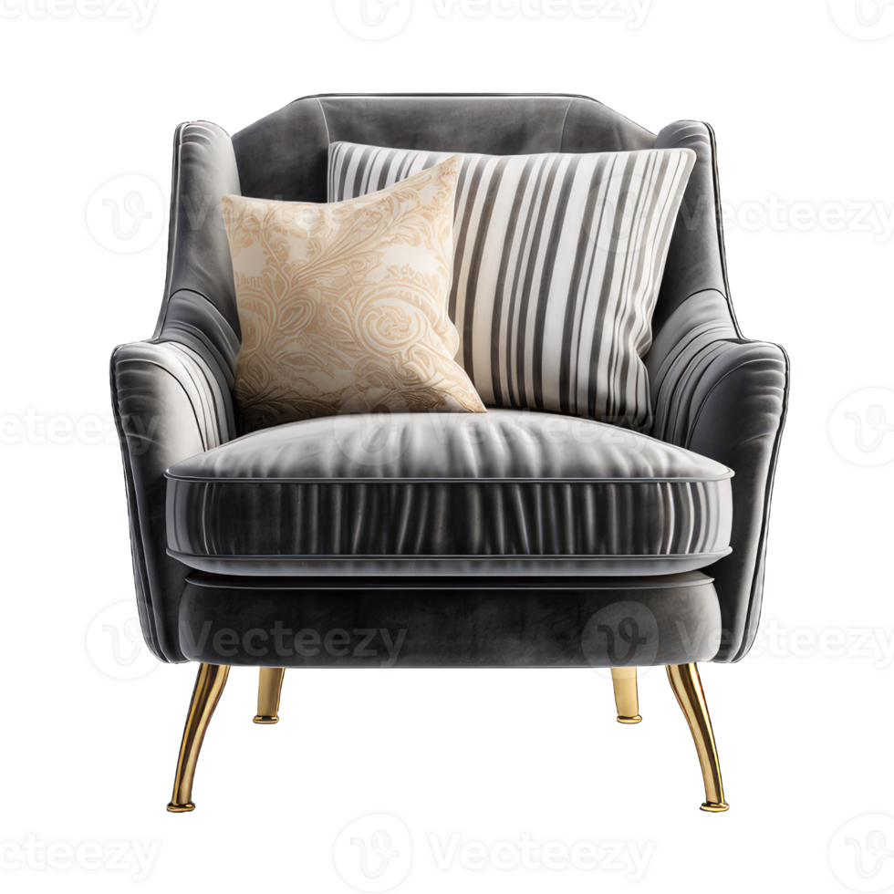 AI generated vantage armchairs cutouts single seat sofas isolated on transparent background ...