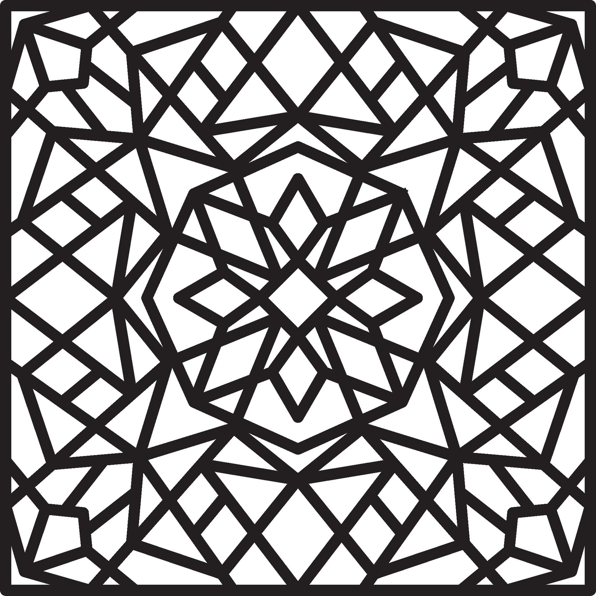 Vector black and white geometric pattern. Square ornament. Arabesque ...