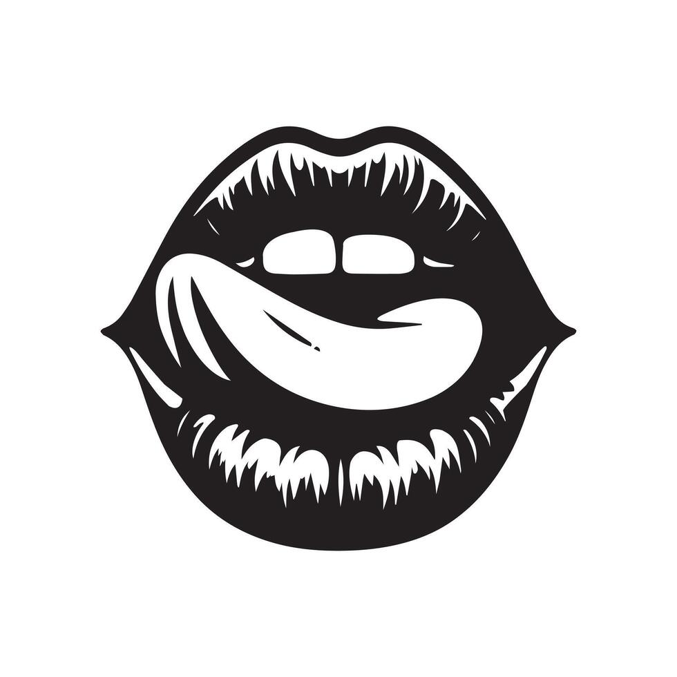 Ai Generated Sexy Womans Lips Open Mouth Licking Tongue Sticking Out