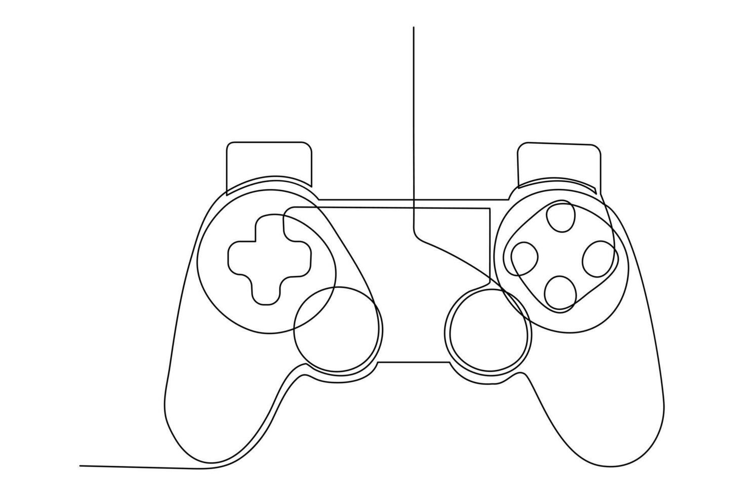 Continuous One Line Drawing Of Game Stick Joystick Gaming Controller Outline Vector