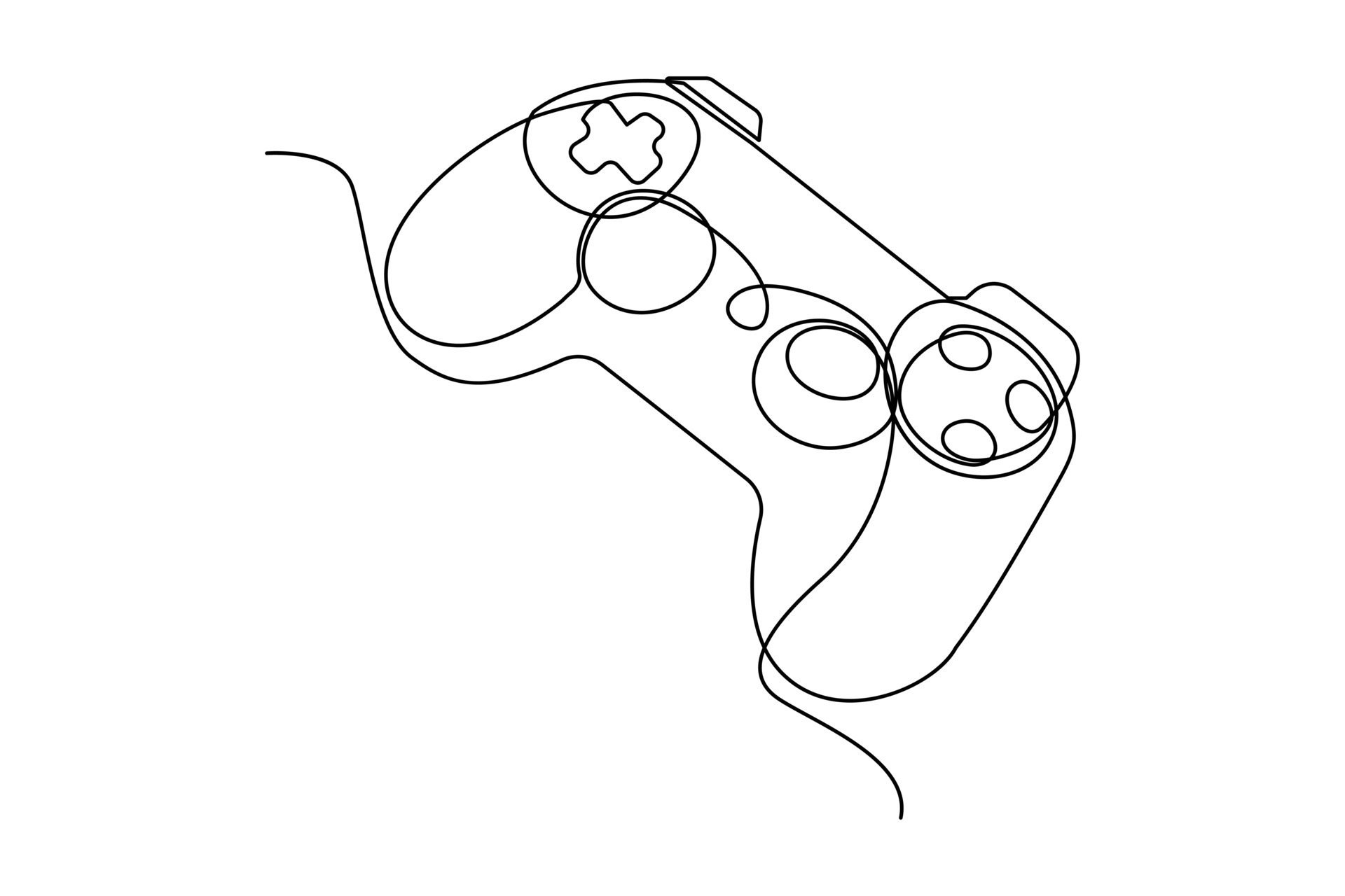 Continuous One Line Drawing Of Game Stick Joystick Gaming Controller Outline Vector