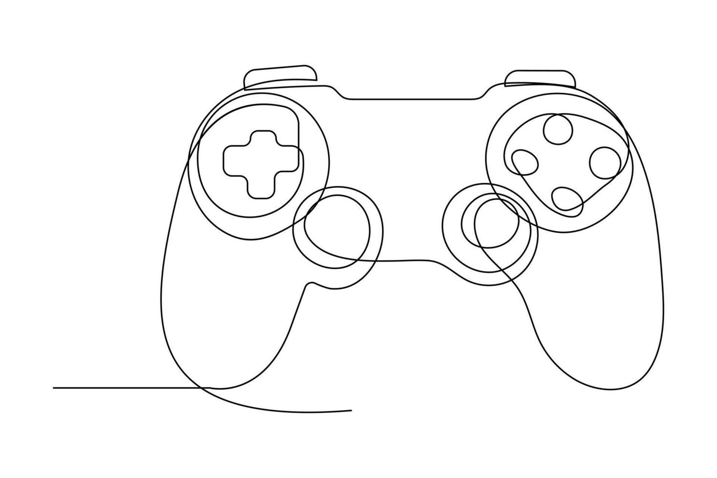 Continuous One Line Drawing Of Game Stick Joystick Gaming Controller Outline Vector