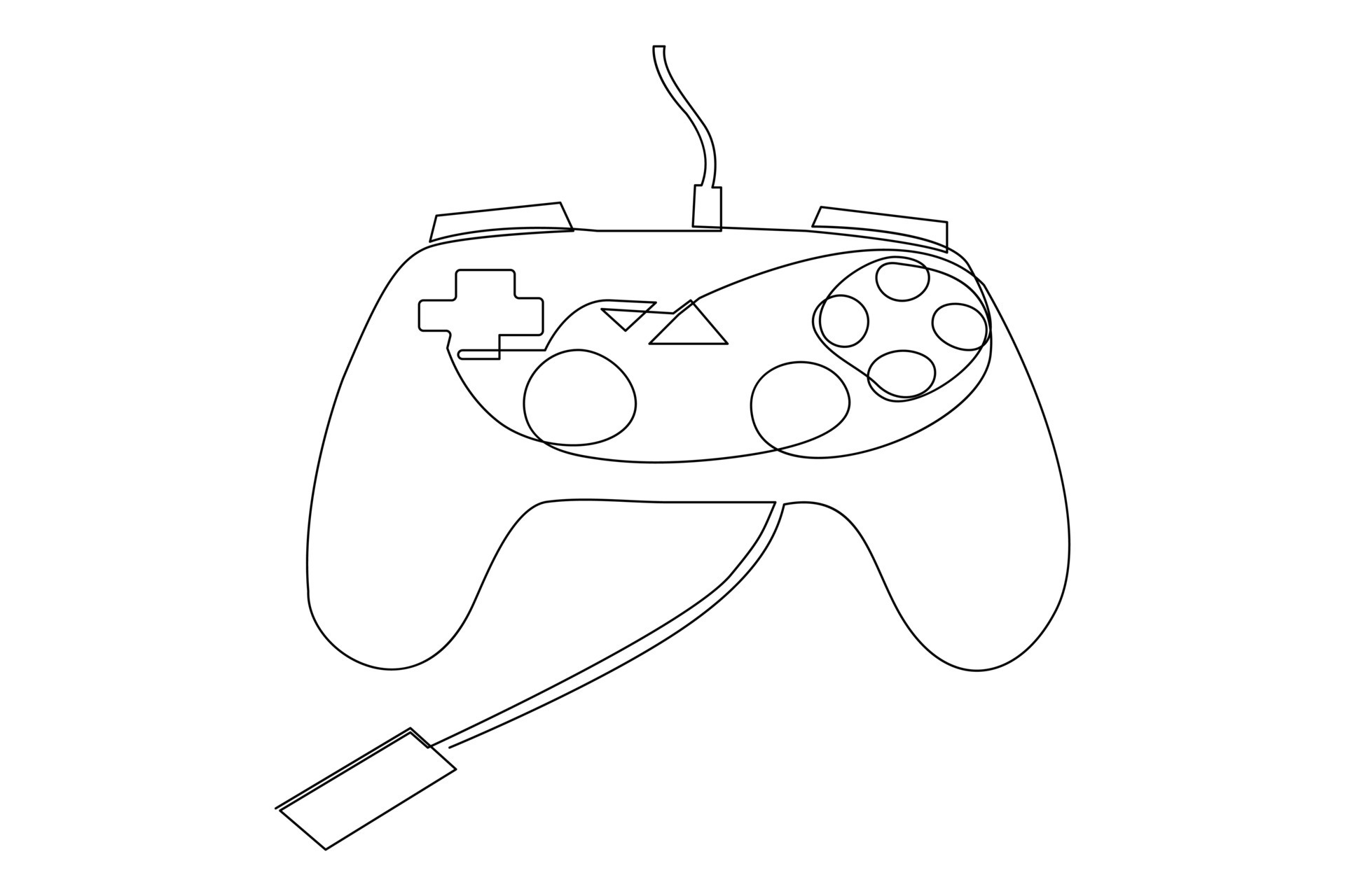 Continuous One Line Drawing Of Game Stick Joystick Gaming Controller Outline Vector