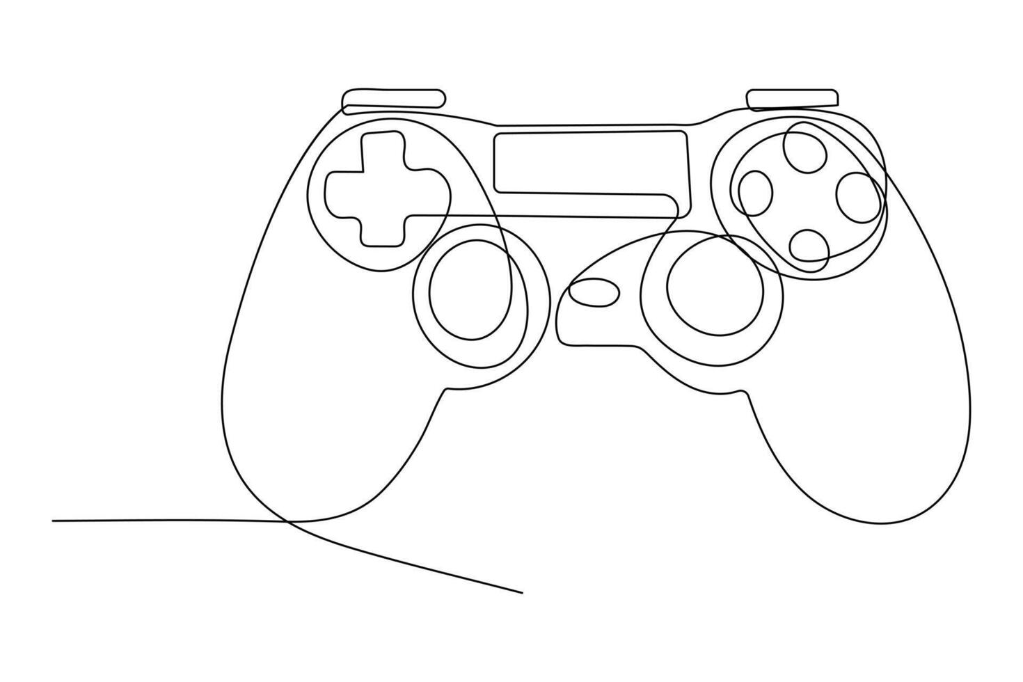 Continuous One Line Drawing Of Game Stick Joystick Gaming Controller Outline Vector