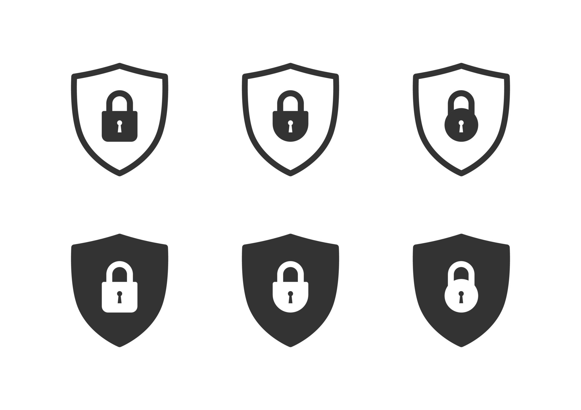 Lock On Shield Icon Set Protection Icon Padlock Sign Vector