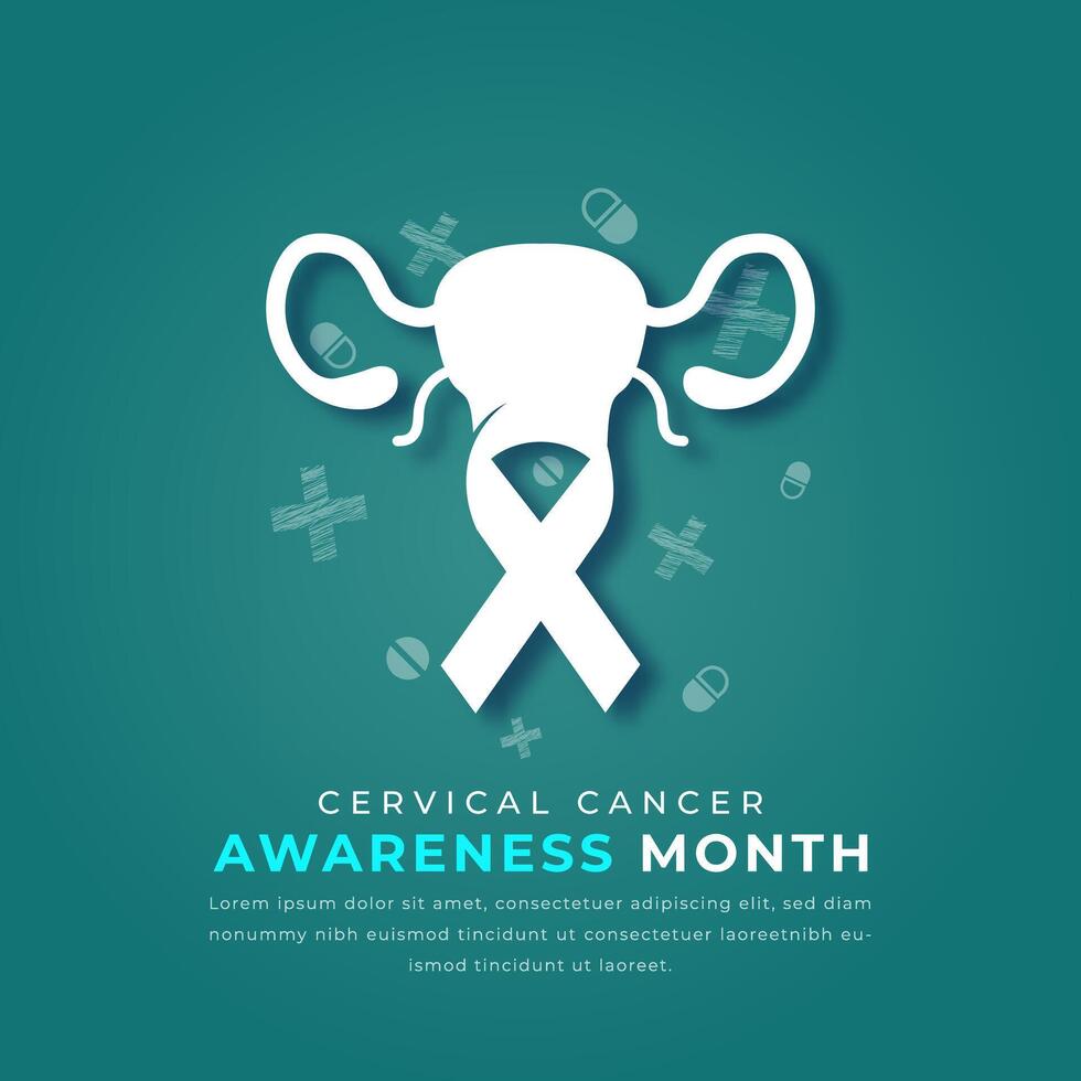 Cervical Cancer Awareness Month Paper Cut Style Vector Design