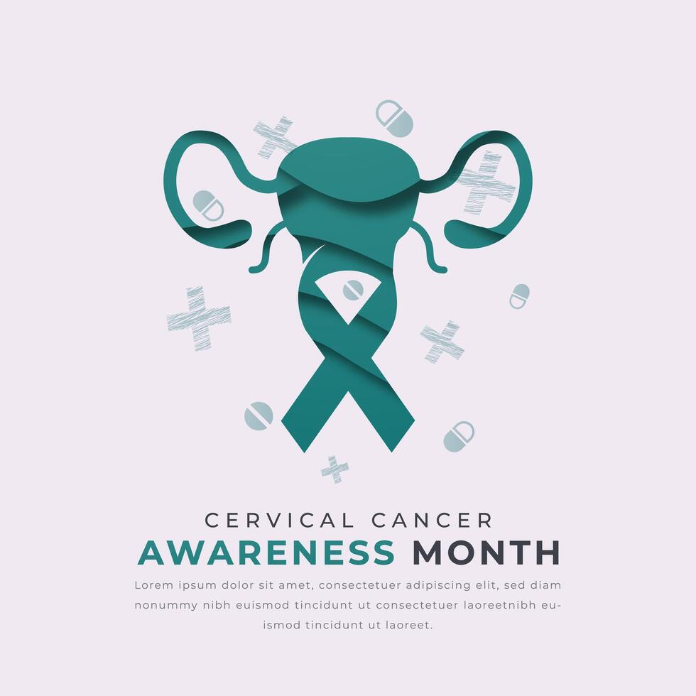Cervical Cancer Awareness Month Paper Cut Style Vector Design