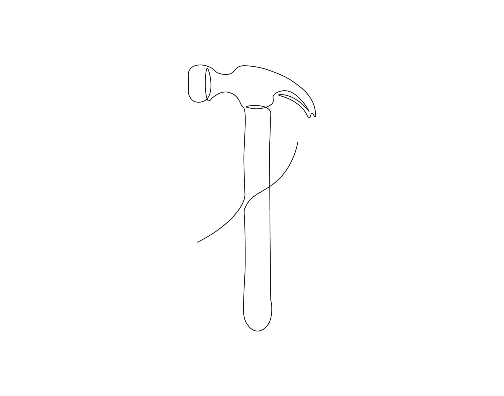 Continuous Line Drawing Of Hammer. One Line Of Hammer. Hammer ...