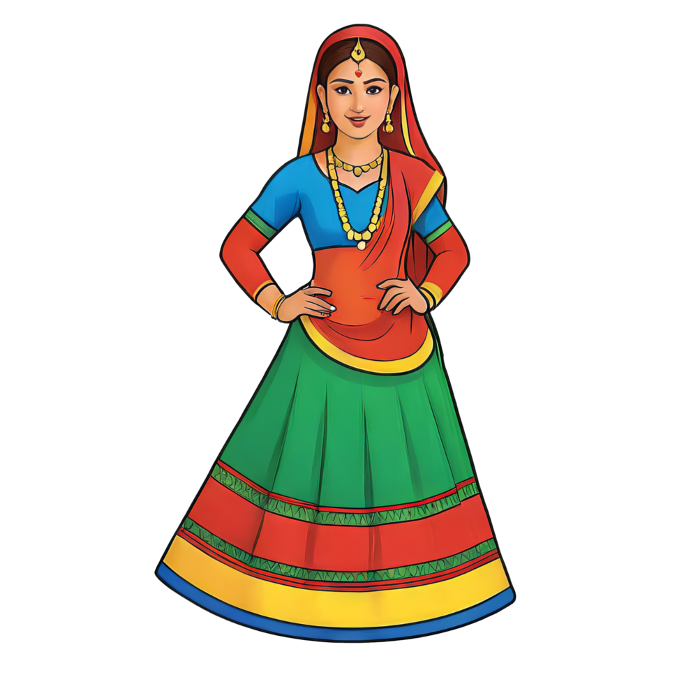 AI generated Ghagra Choli Hand Drawn Cartoon Style Illustration 42053664 PNG