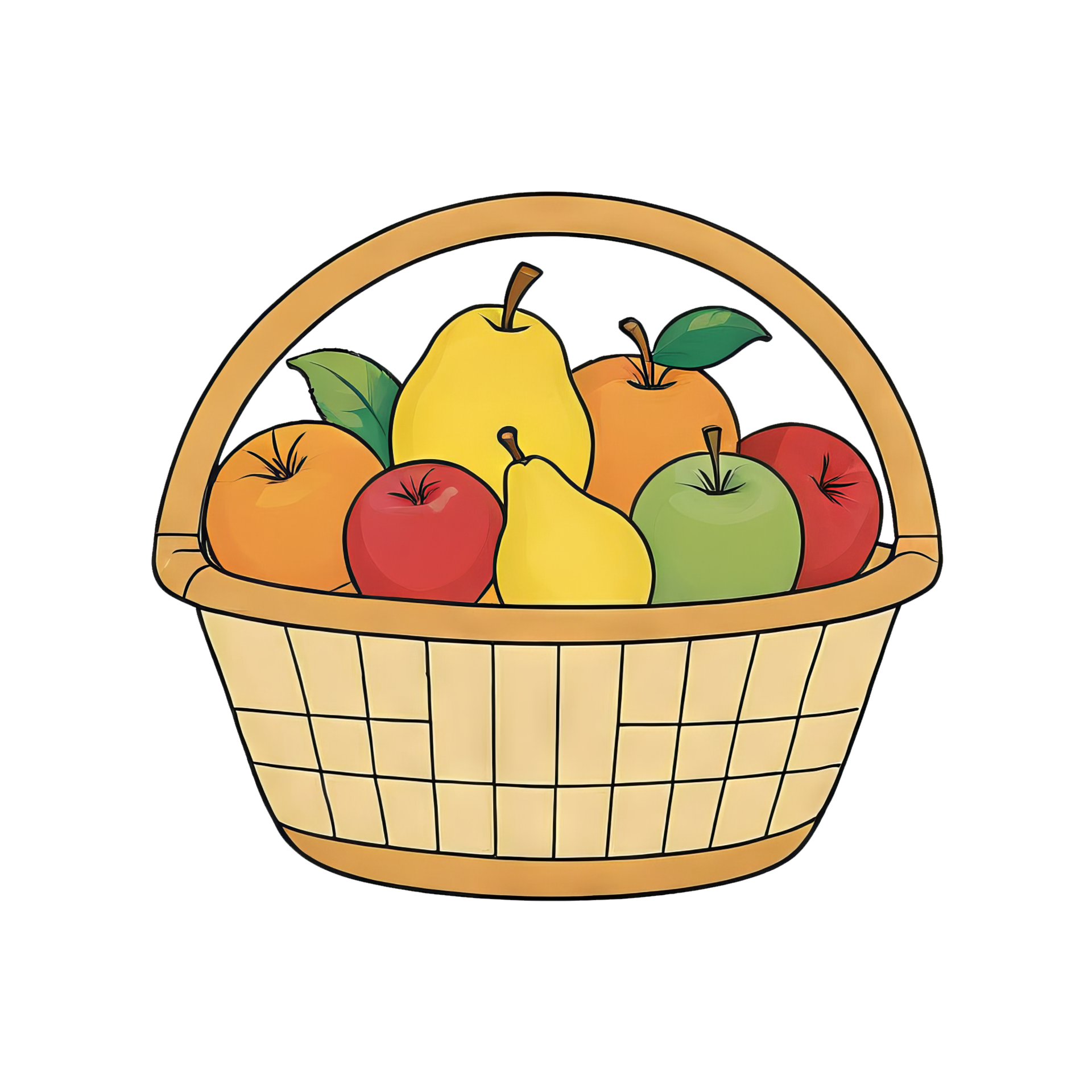 AI generated Fruit Basket Hand Drawn Cartoon Style Illustration 42053938 PNG