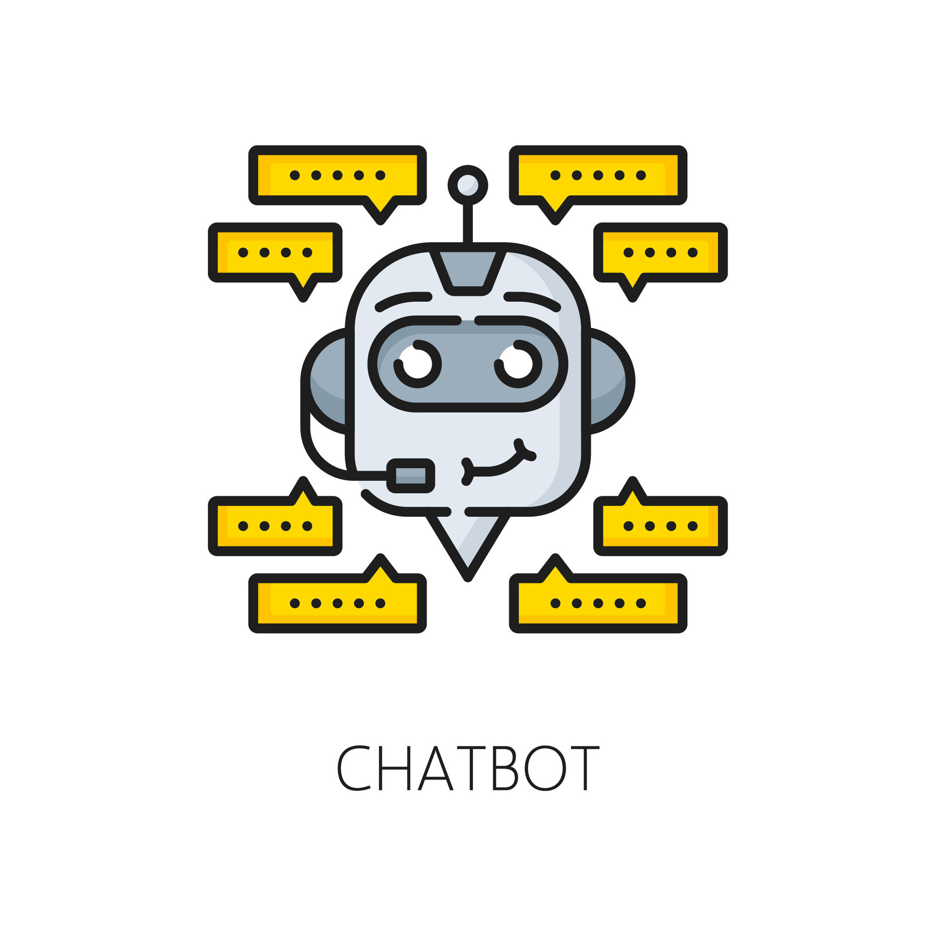 Artificial Intelligence Chatbot Line Color Icon 42055928 Vector Art At