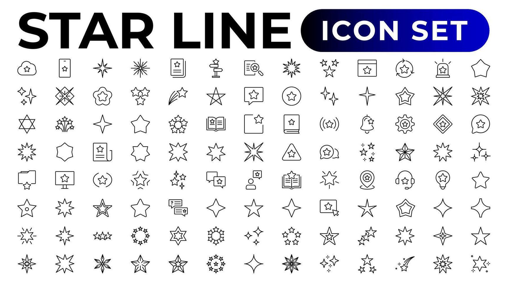 Star icon collection. Different stars set.Outline icon collection ...