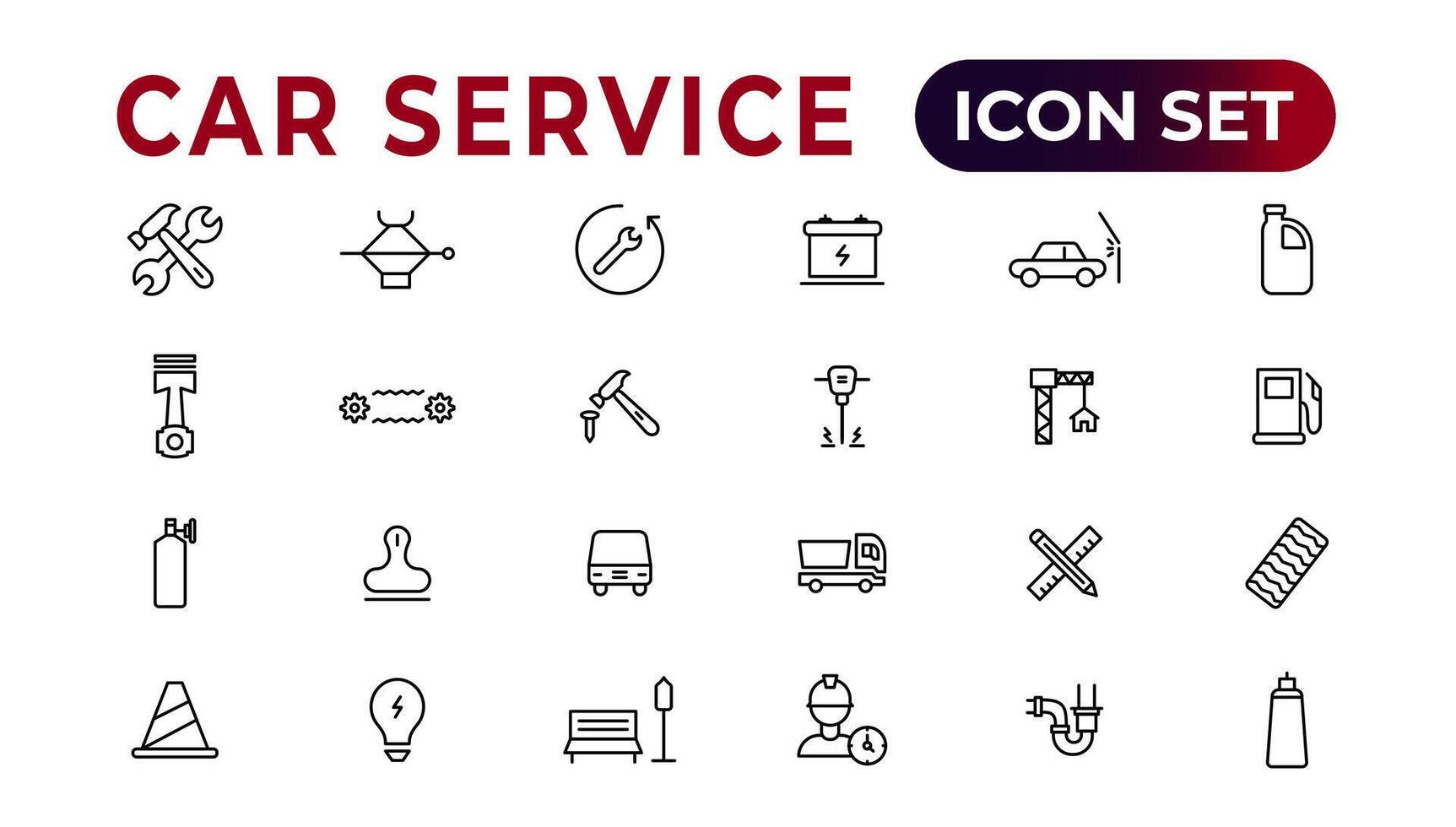 Car service icon set with editable stroke and white background. Auto ... Car service icon set with editable stroke and white background. Auto ...