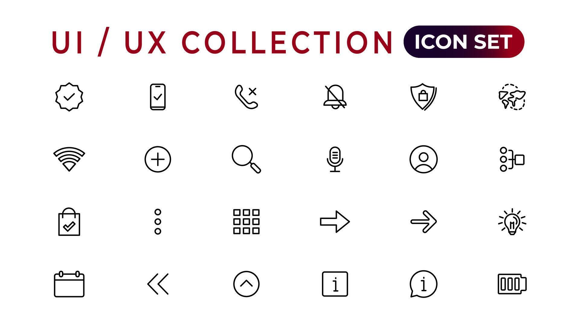 Mega set of ui ux icon set, user interface iconset collection.Set of thin line web icon set ...
