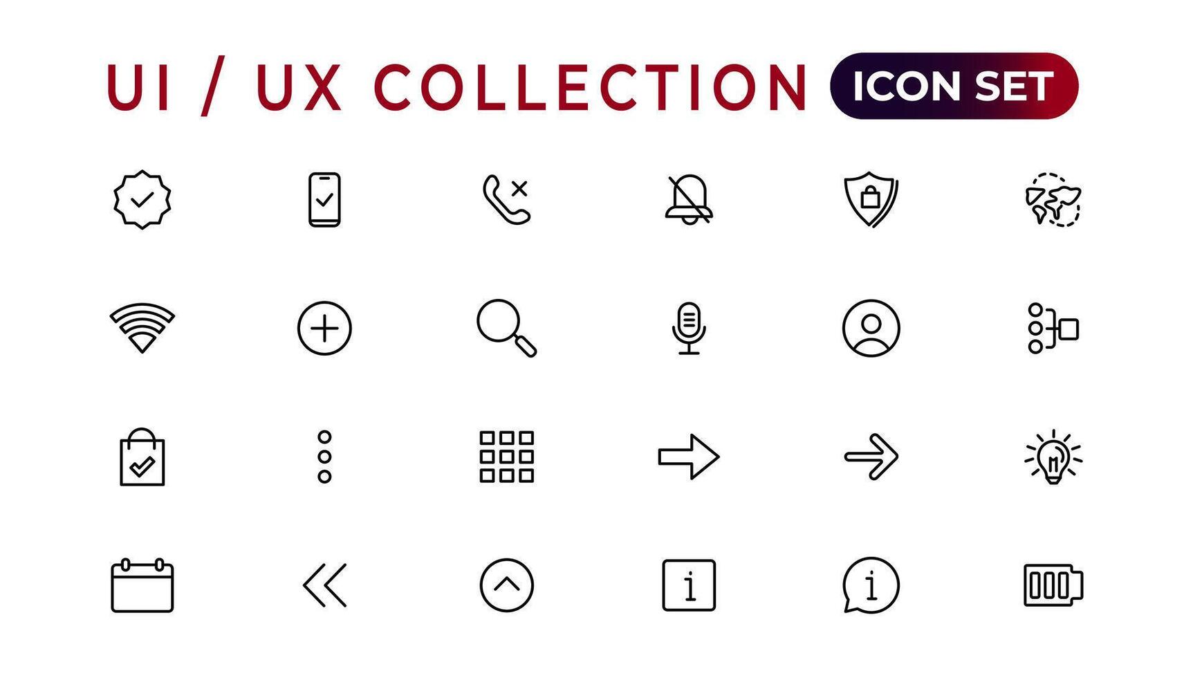 Mega set of ui ux icon set, user interface iconset collection.Set of thin line web icon set ...