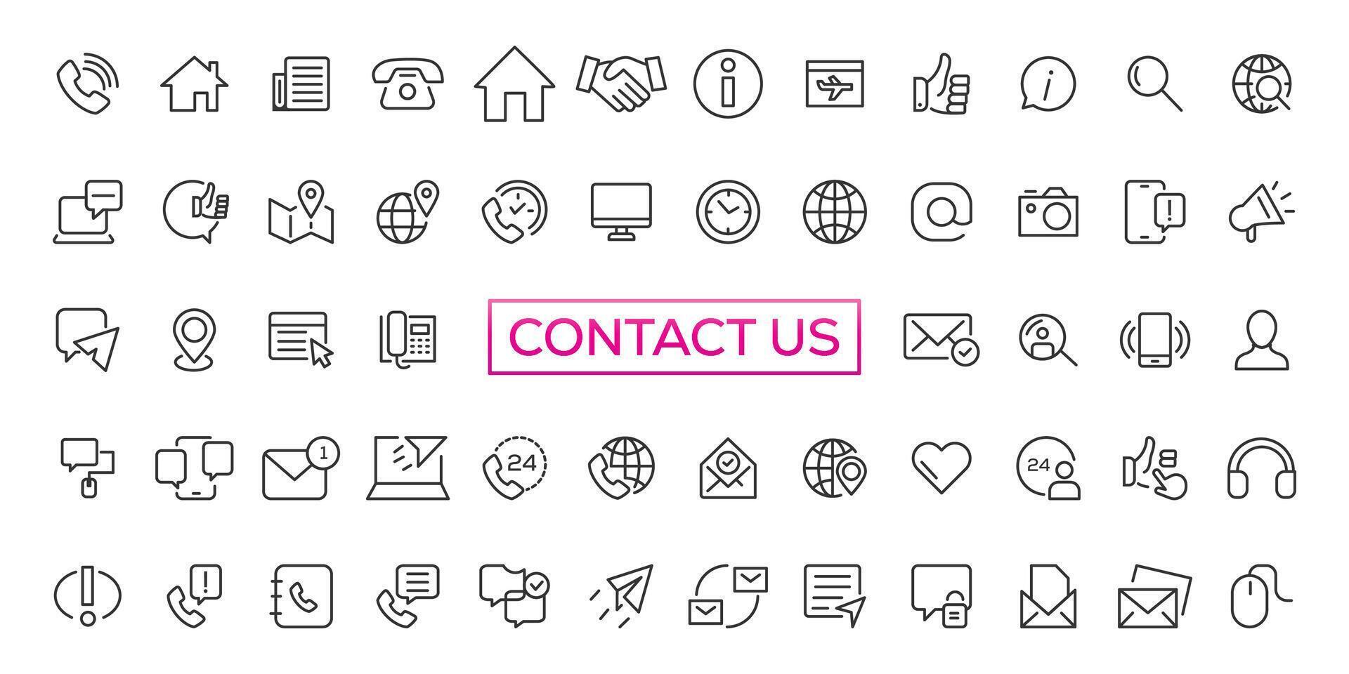 Set of simple Contact us icons for web and mobile app. Social Media ...