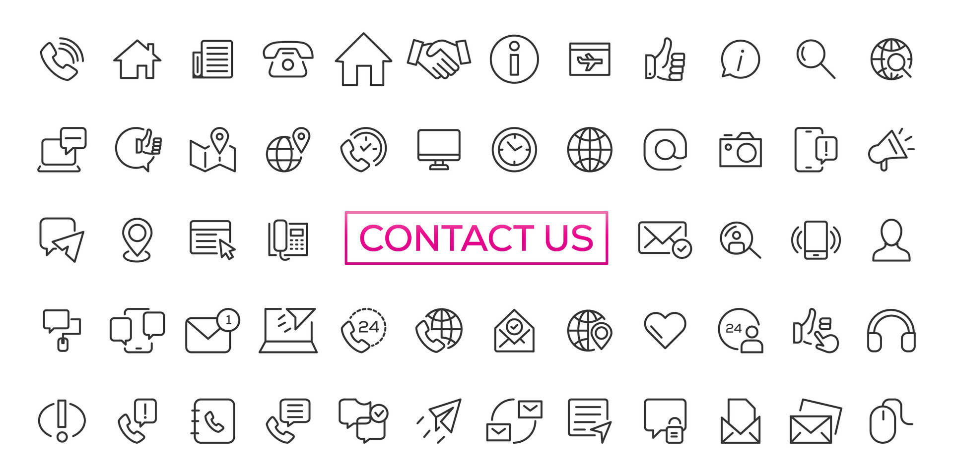 Set of simple Contact us icons for web and mobile app. Social Media ...