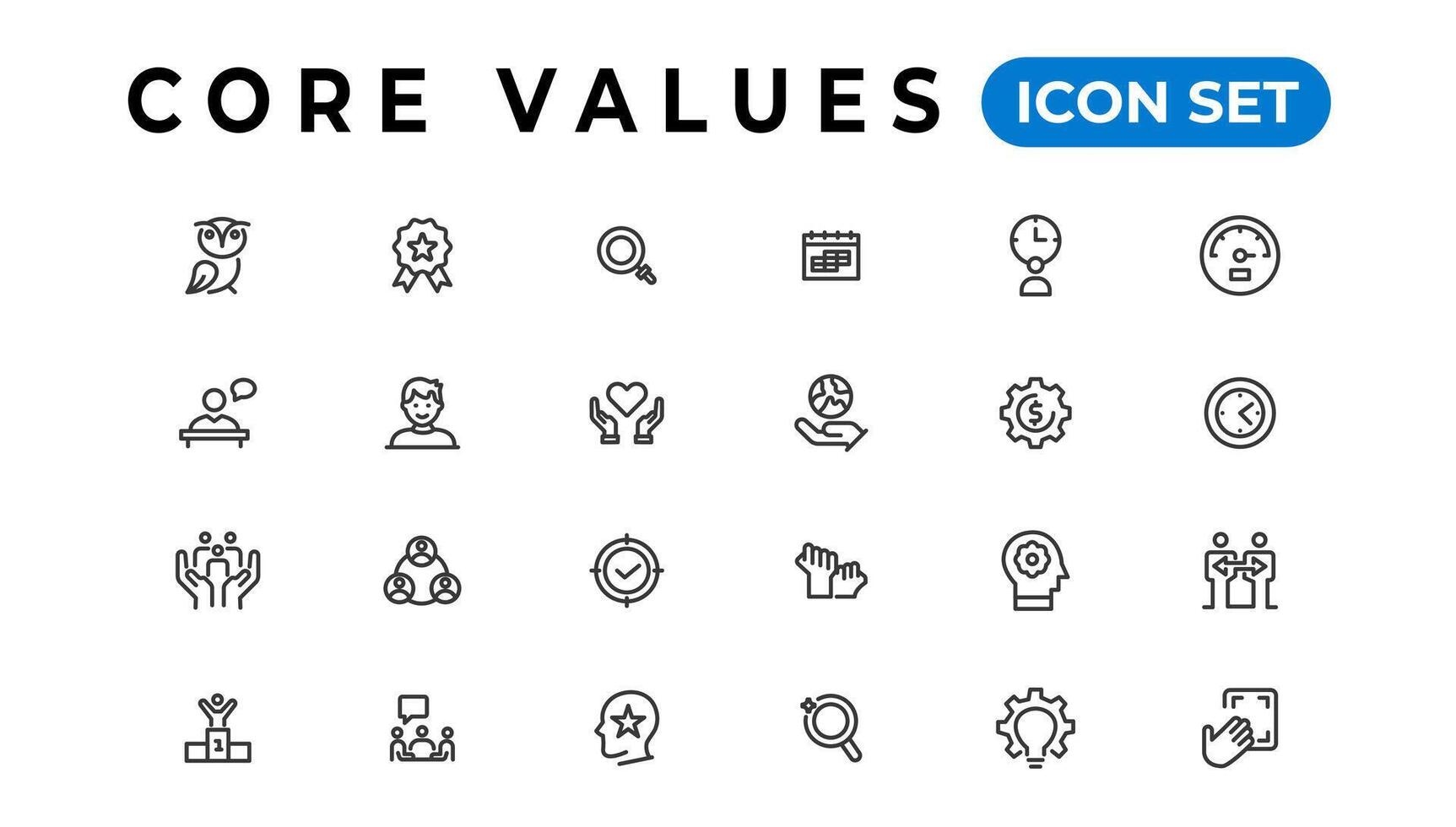 Core value icon banner collection. Containing innovation, goals ... Core value icon banner collection. Containing innovation, goals ...