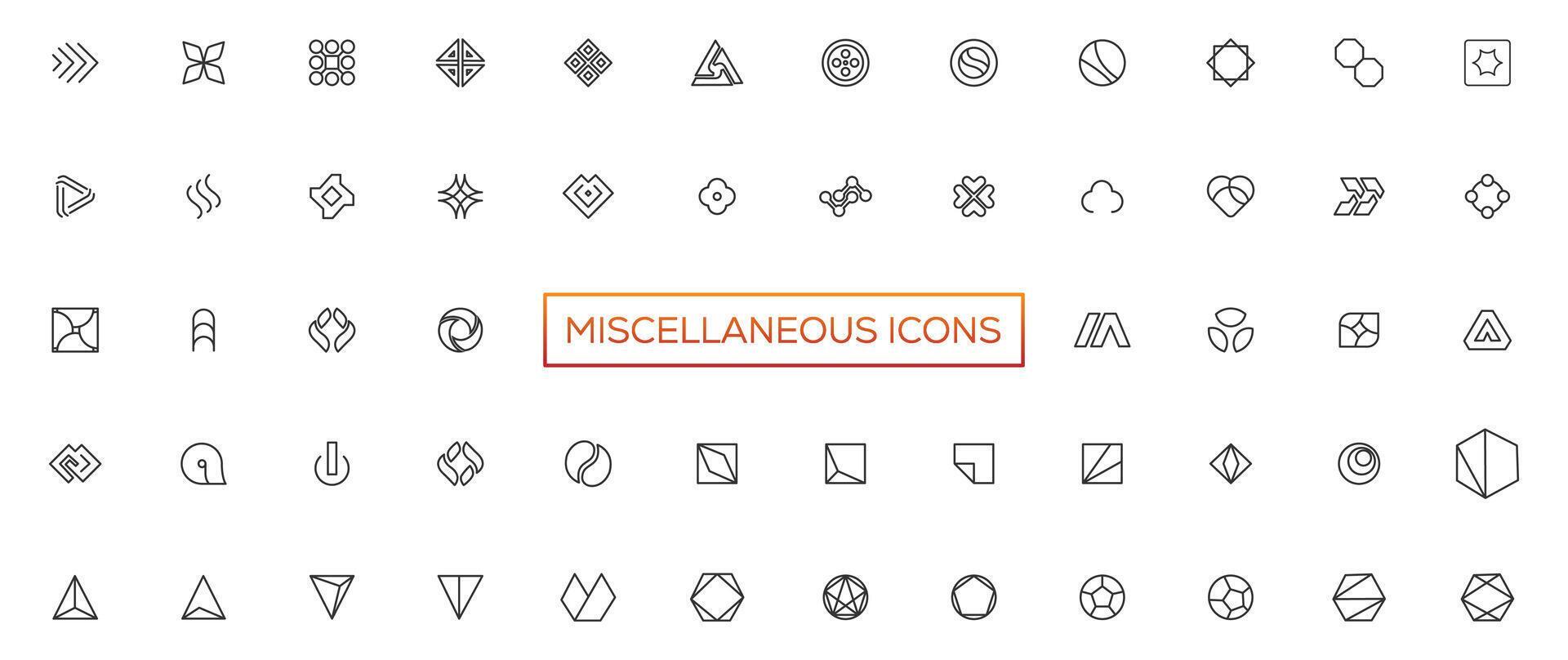 Miscellaneous Icons Thin Line Web Icon Set Outline Icons Collection Simple Vector