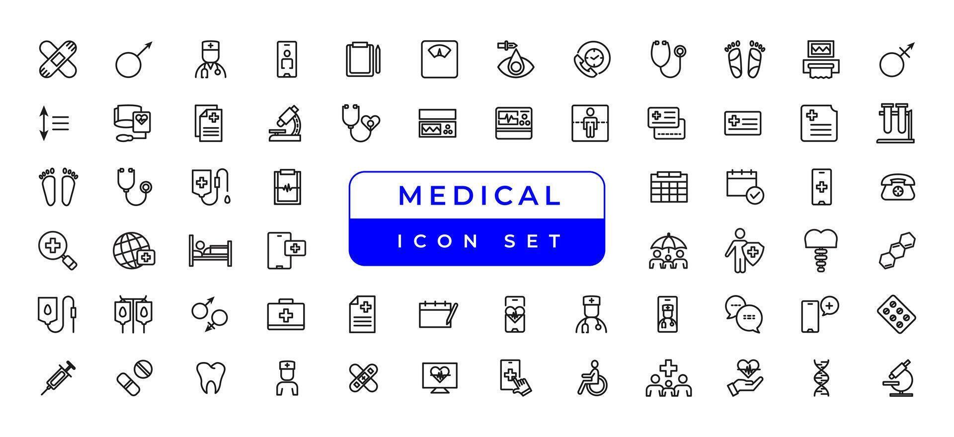Medicine And Health Symbols Minimal Thin Line Web Icon Set Outline