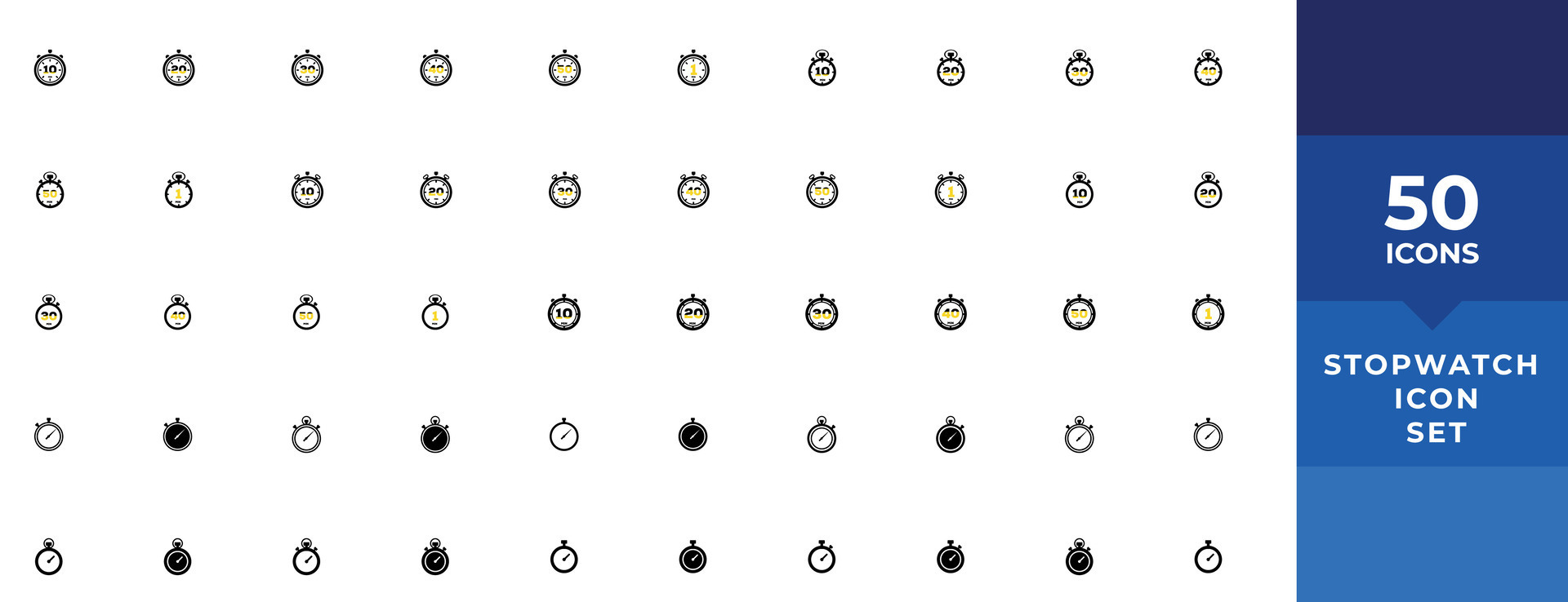 Timer Icon Set Stopwatch Timer Collection Timer Or Clock Symbol