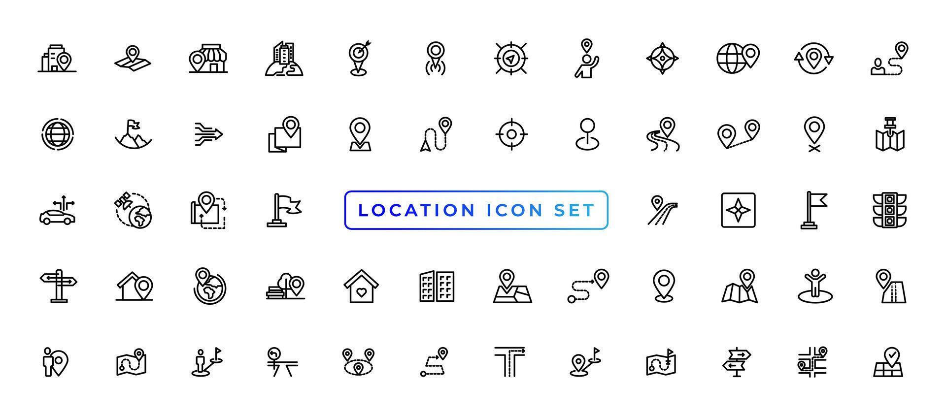 Location icons set. Navigation icons. Map pointer icons. Location ...