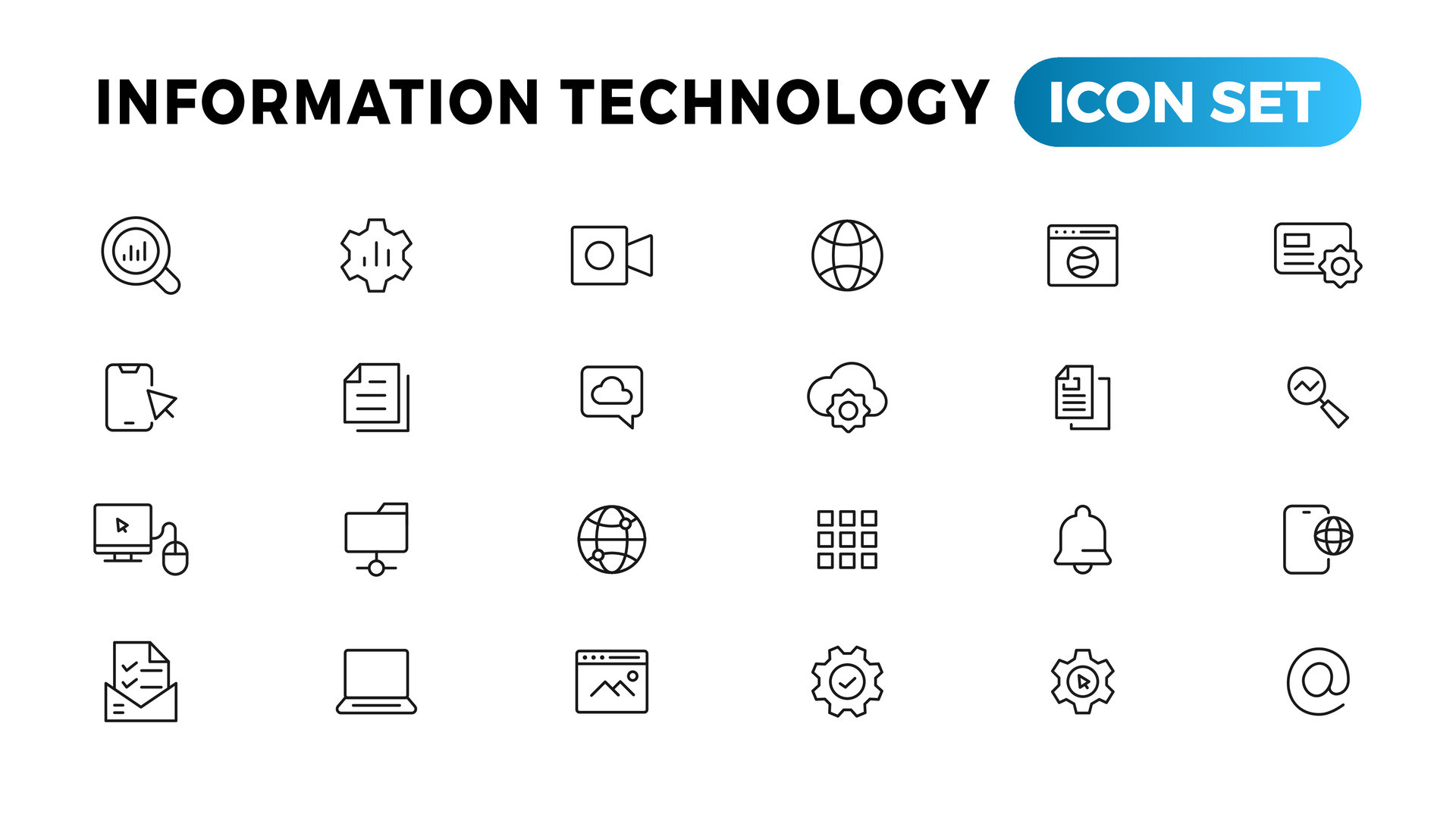 Information Technology Line Icons Collection Big Ui Icon Set In A Flat Design Thin Outline