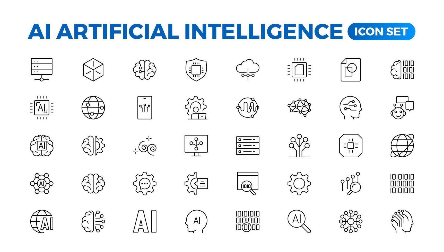 Set of Ai artificial intelligence icon set vector collection. AI ... Set of Ai artificial intelligence icon set vector collection. AI ...
