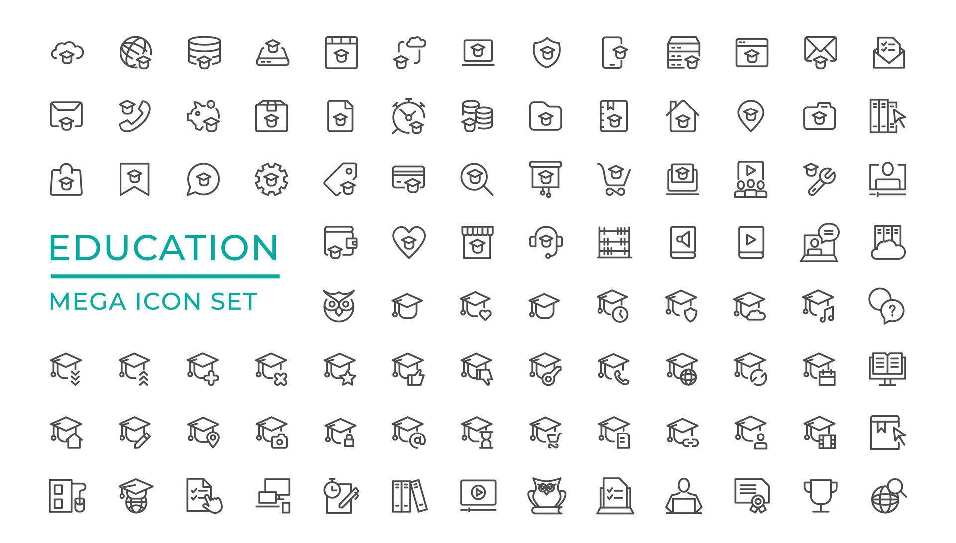 E-learning icon set. Online education icon set. Thin line icons set ...