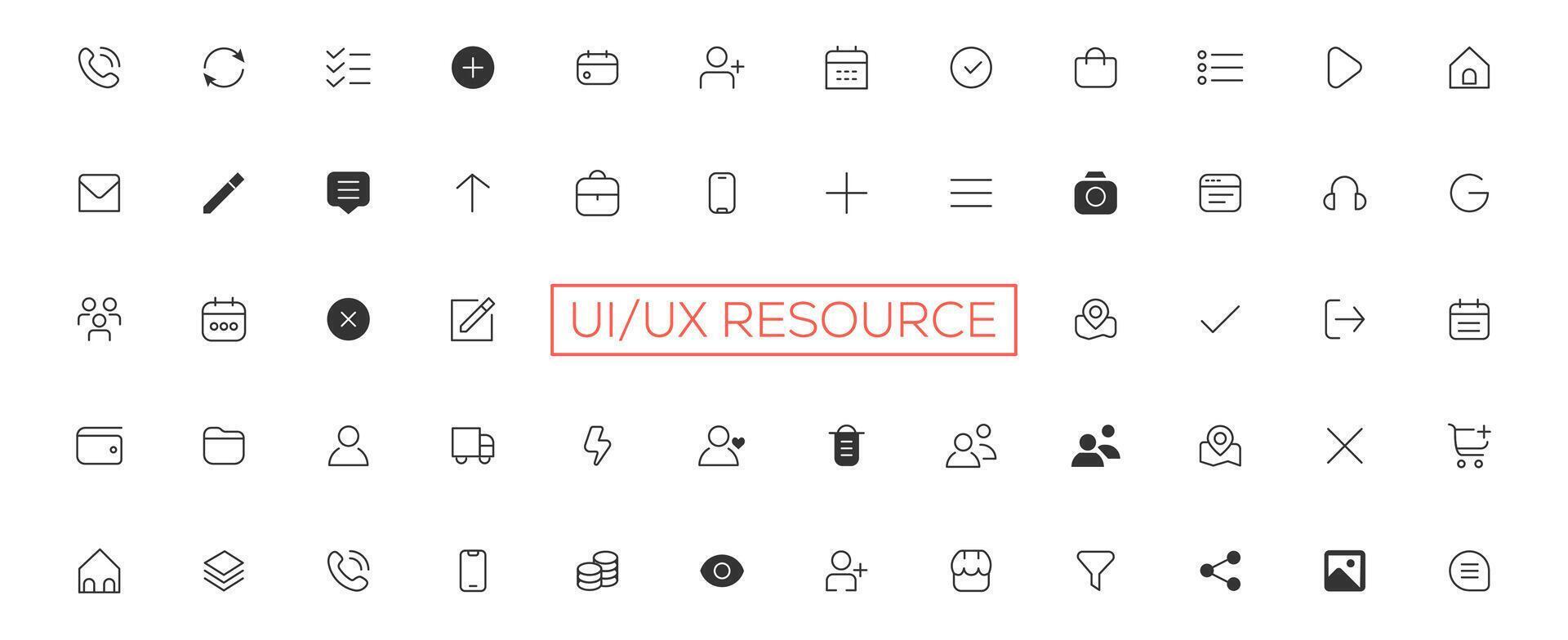 Minimalist And Simple Looking Ui Icons Set For Dark Light Mode Outline Isolated User Interface