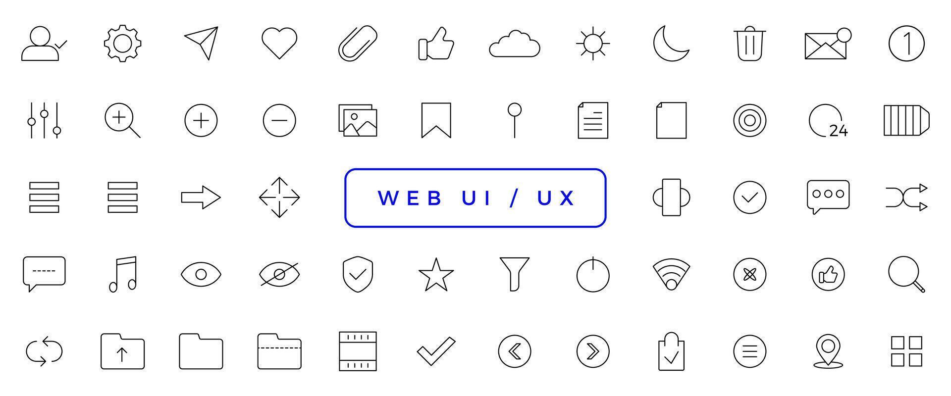 Set of outline ui and ux icons. Minimalist thin linear web icon set ...
