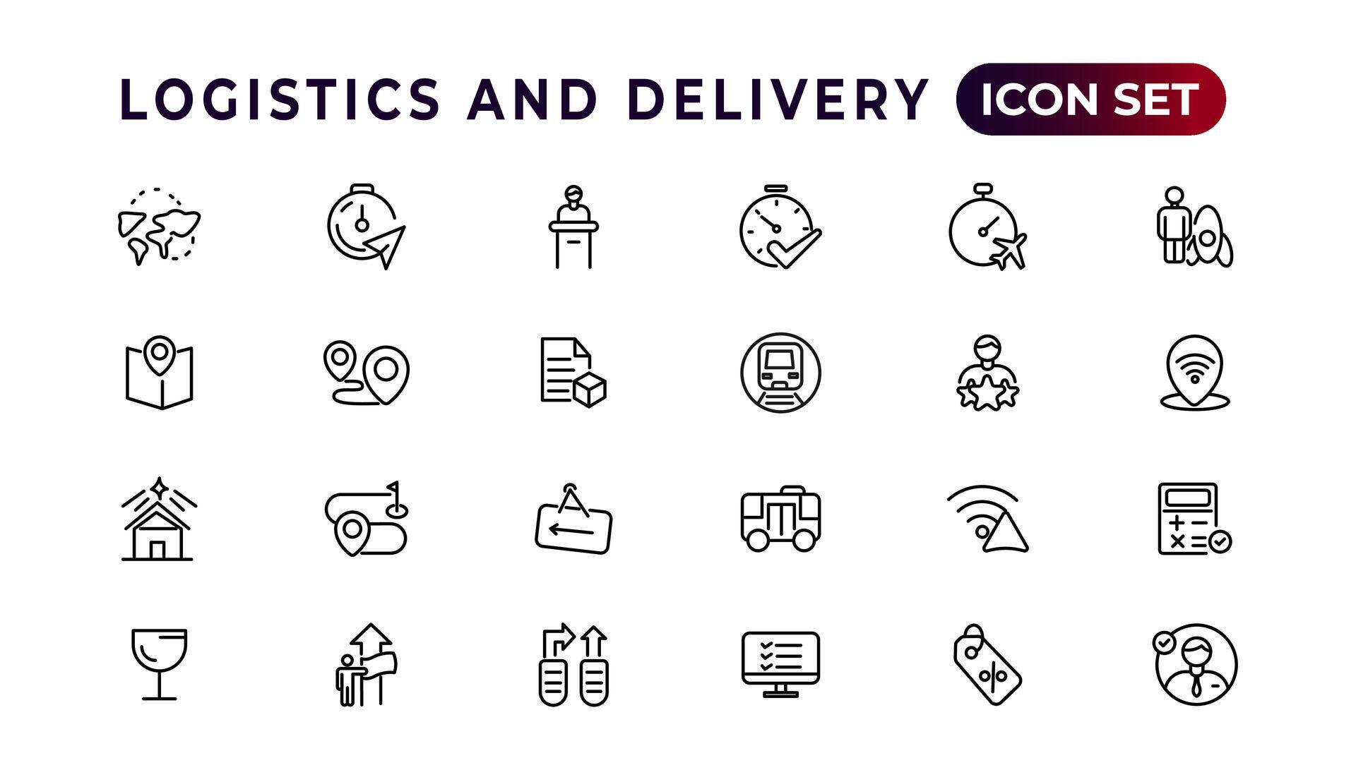 Logistics and delivery linear icons collection.Set of thin line web icon set, simple outline ...