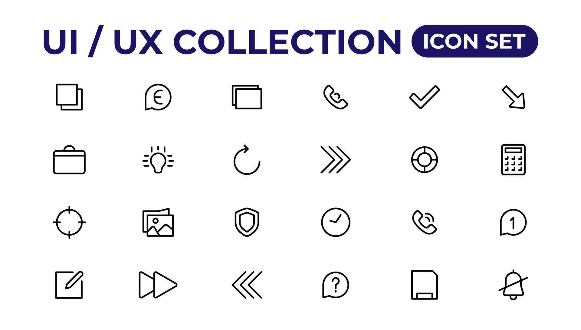 Ui ux icon set, user interface iconset collection. 42057734 Vector Art at Vecteezy