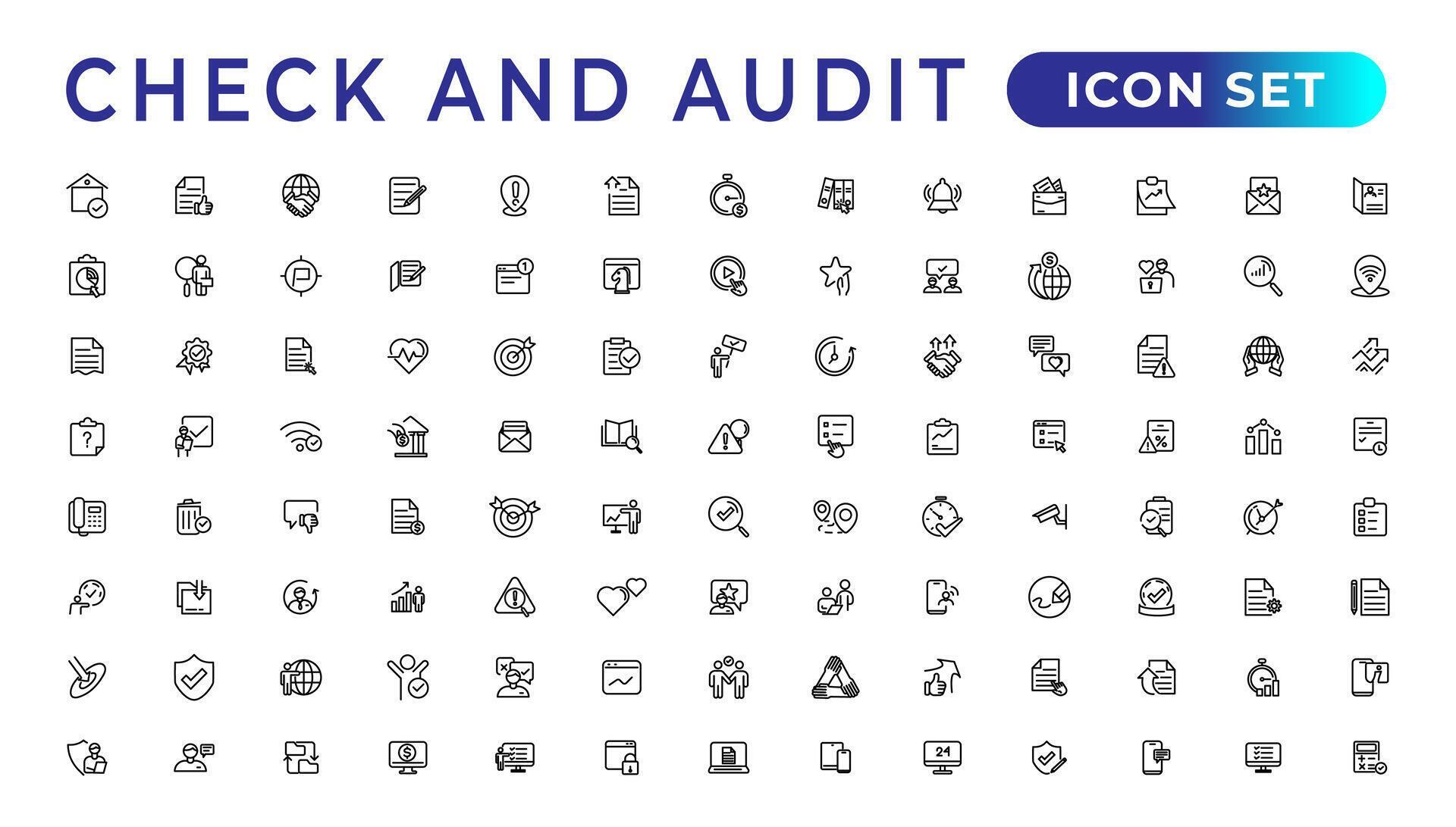Check And Audit Line Icons Collection Set Of Thin Line Web Icon Set Simple Outline Icons
