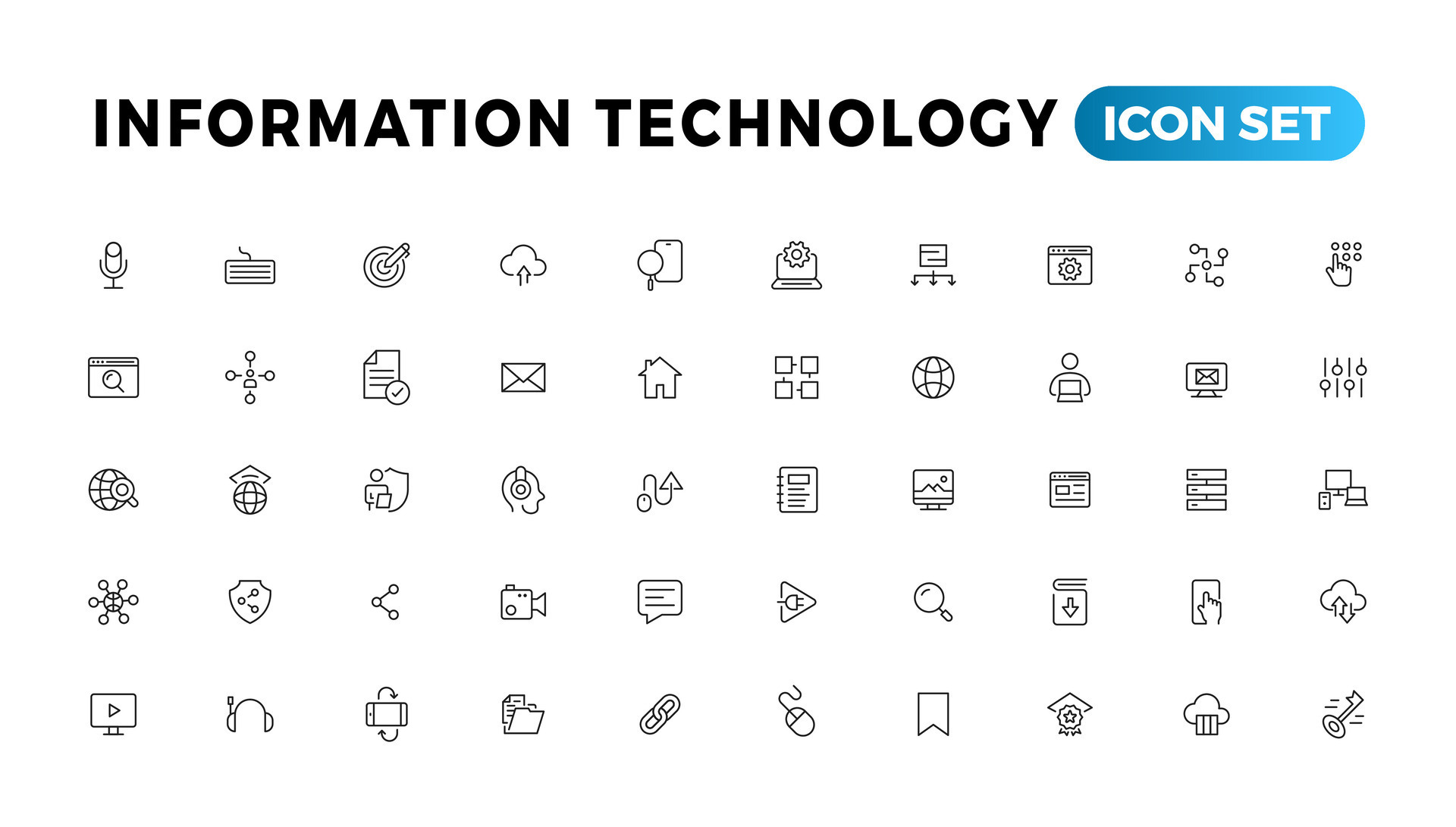Information Technology Line Icons Collection Big Ui Icon Set In A Flat Design Thin Outline