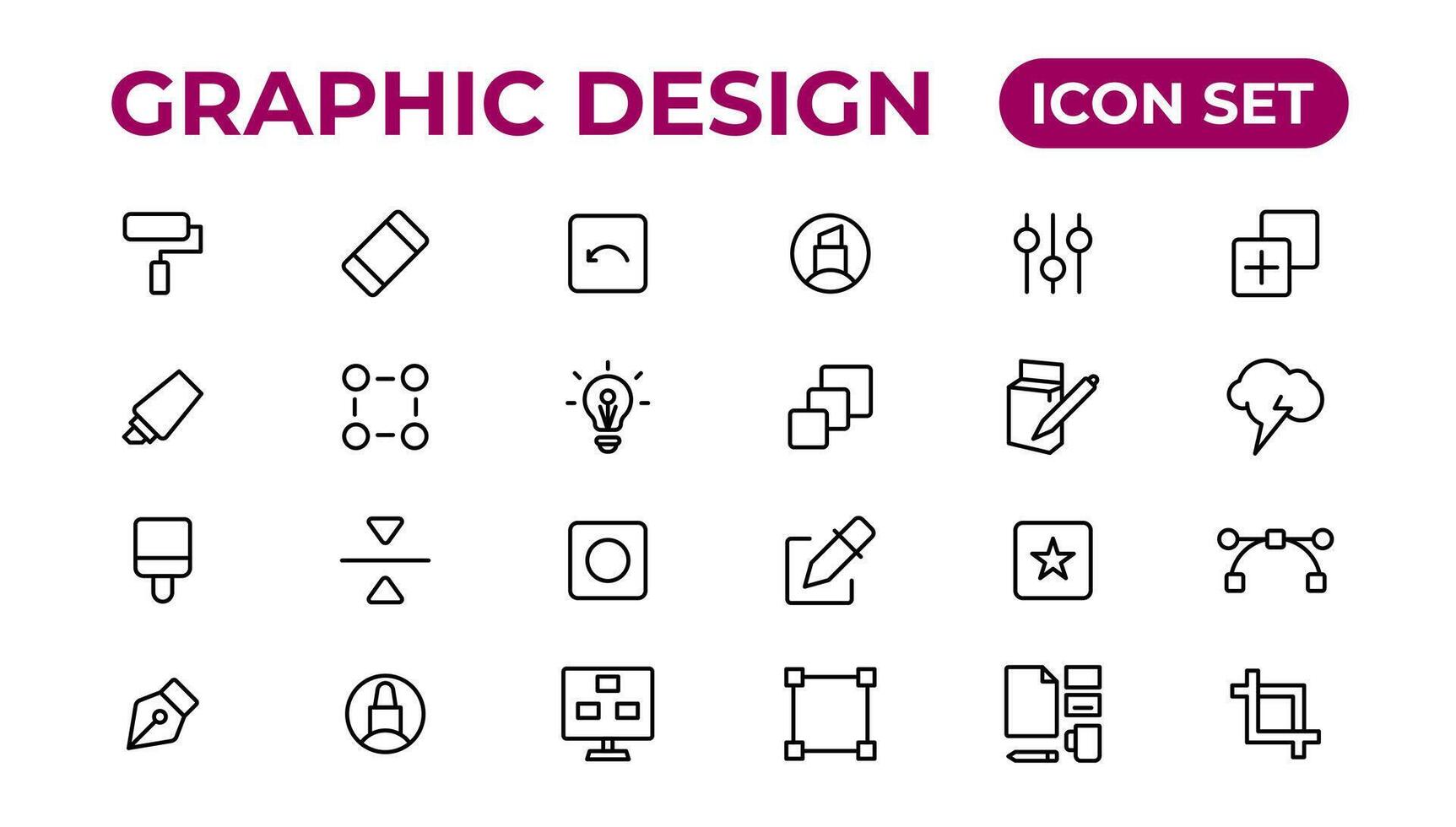 Thin line icons of graphic design. Simple linear icons in a modern style flat, Creative Process ...